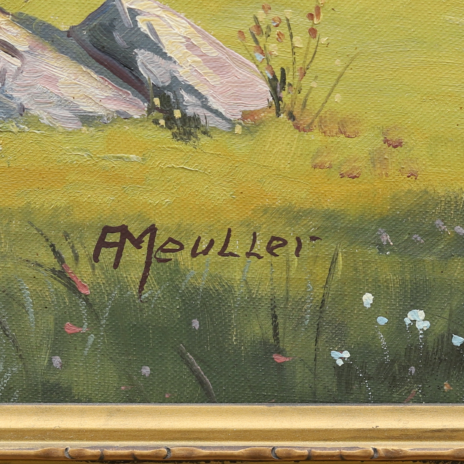 2830609. OIDENTIFIERAD KONSTNÄR. Kesämaisema tiellä, öljy kankaalle ...