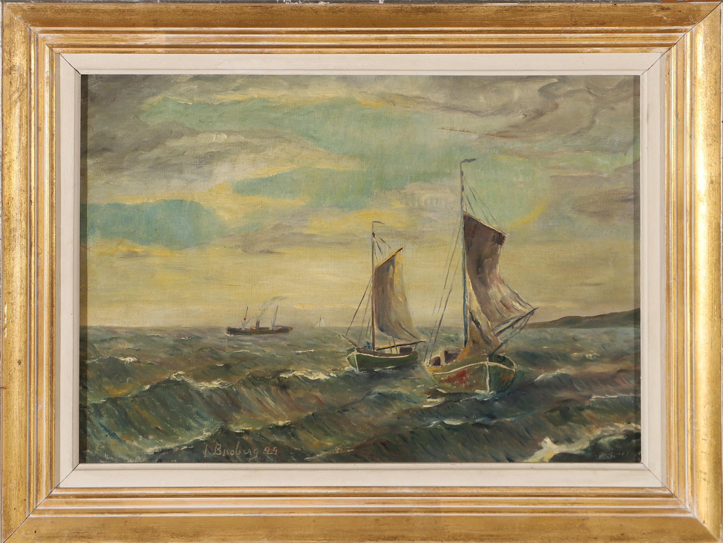 Images for 2851483. IVAN BROBERG. Boats in a stormy sea, oil on canvas ...