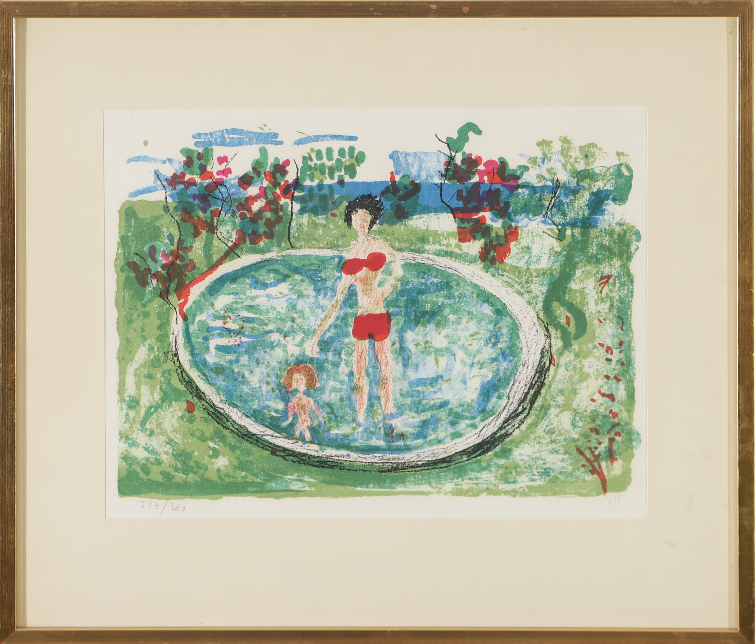 SVEN X:ET ERIXSON. Sommarbad, färglitografi, signerad Xet. Konst ...