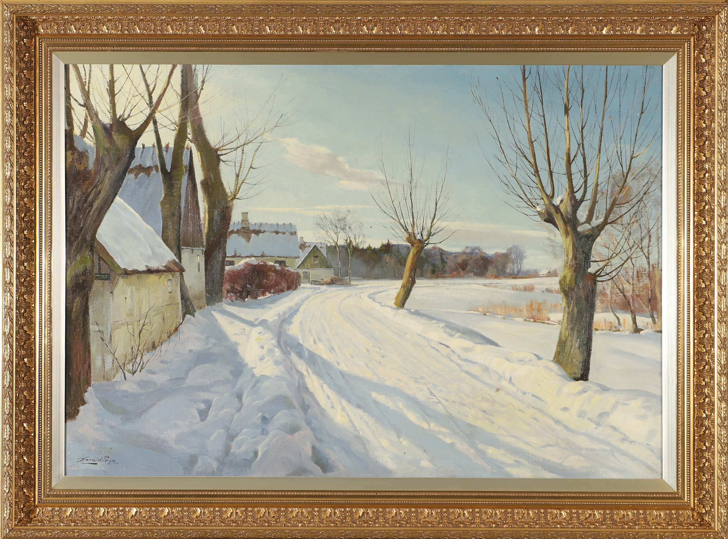 HARALD PRYN. Väg i vinterlandskap, olja på duk, signerad. Konst - Måleri - Auctionet