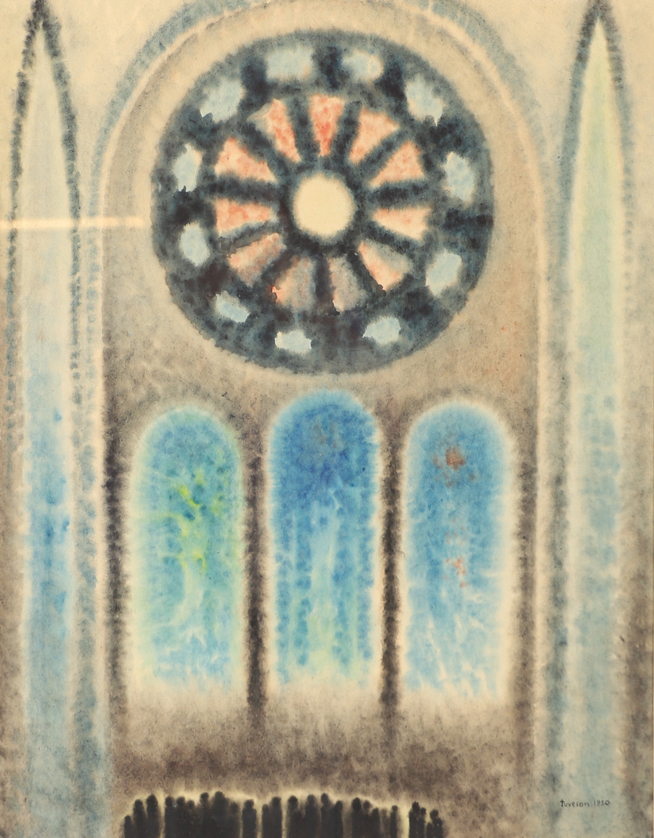 Images for 2853414. SVANTE TUVESON. Motif from a cathedral, mixed media ...