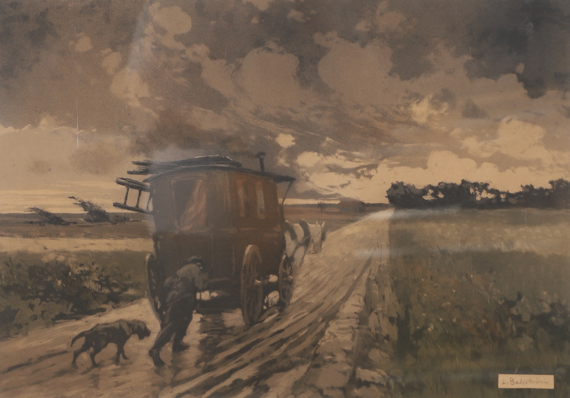 Bilder för 2873974. OIDENTIFIERAD KONSTNÄR. Häst och vagn, grafiskt ...