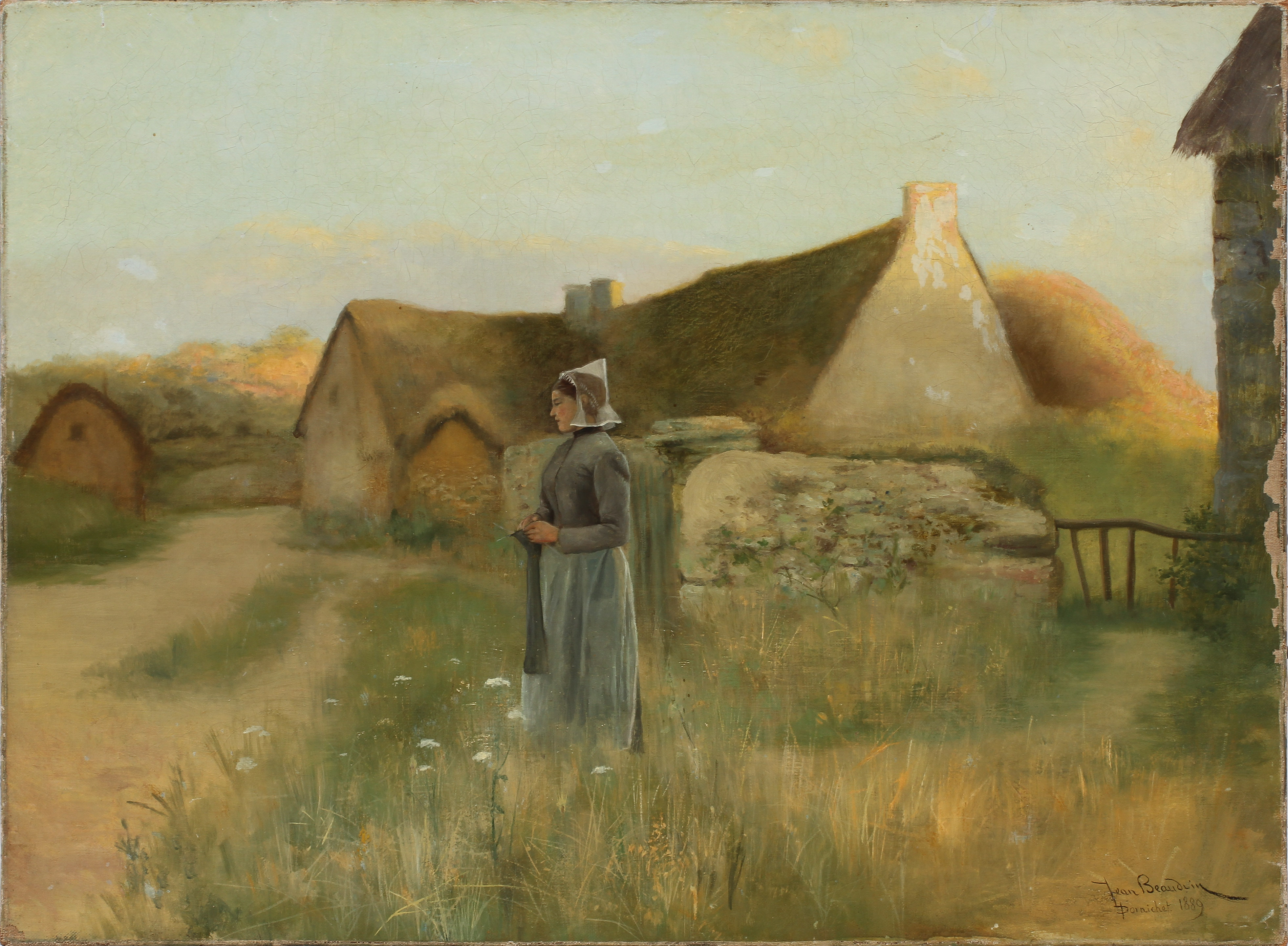 Images for 288226. JEAN BEAUDUIN. Handicraft woman at farm. Oil on ...