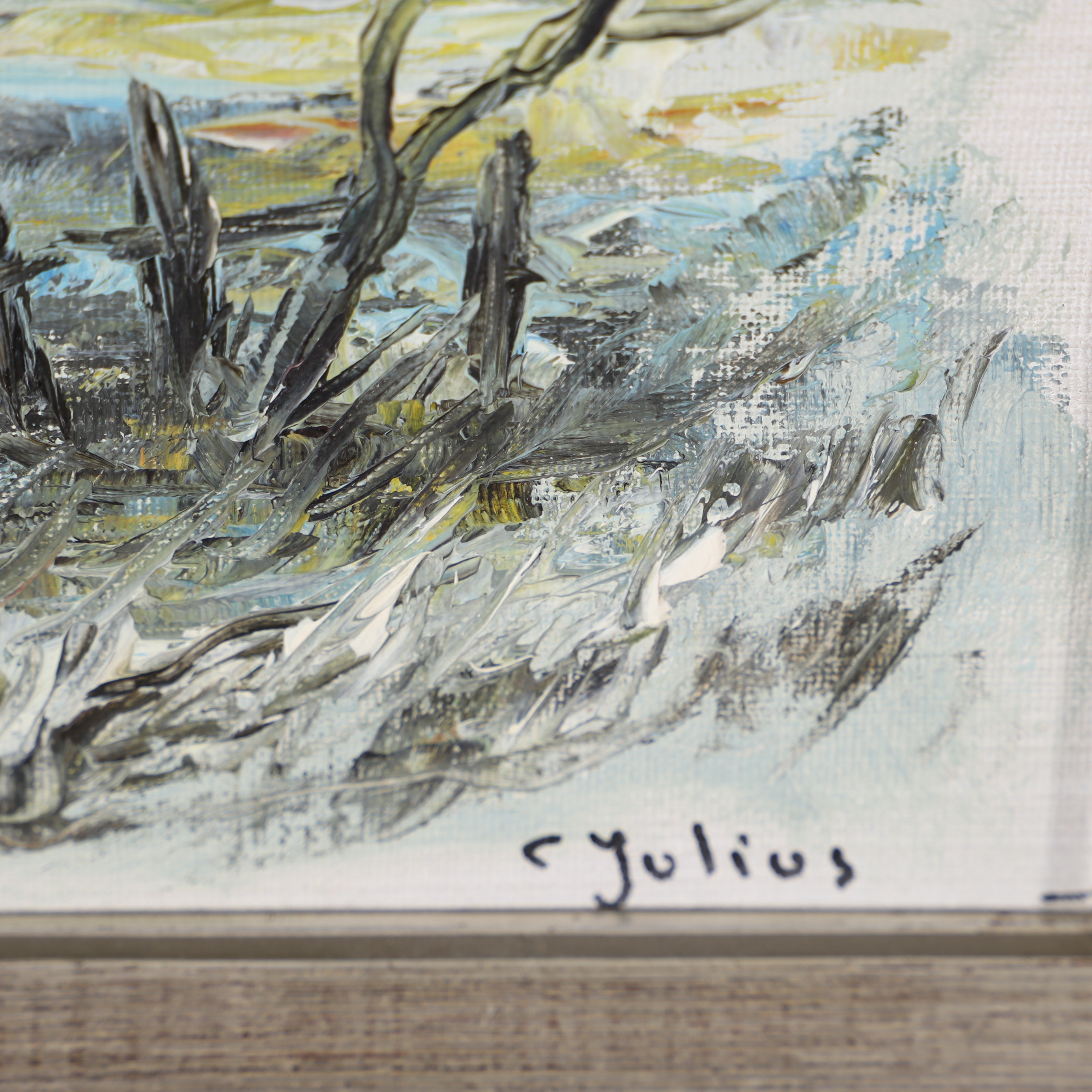 CARL JULIUS. "En vinterdag", olja på duk, signerad C. Julius. Konst ...