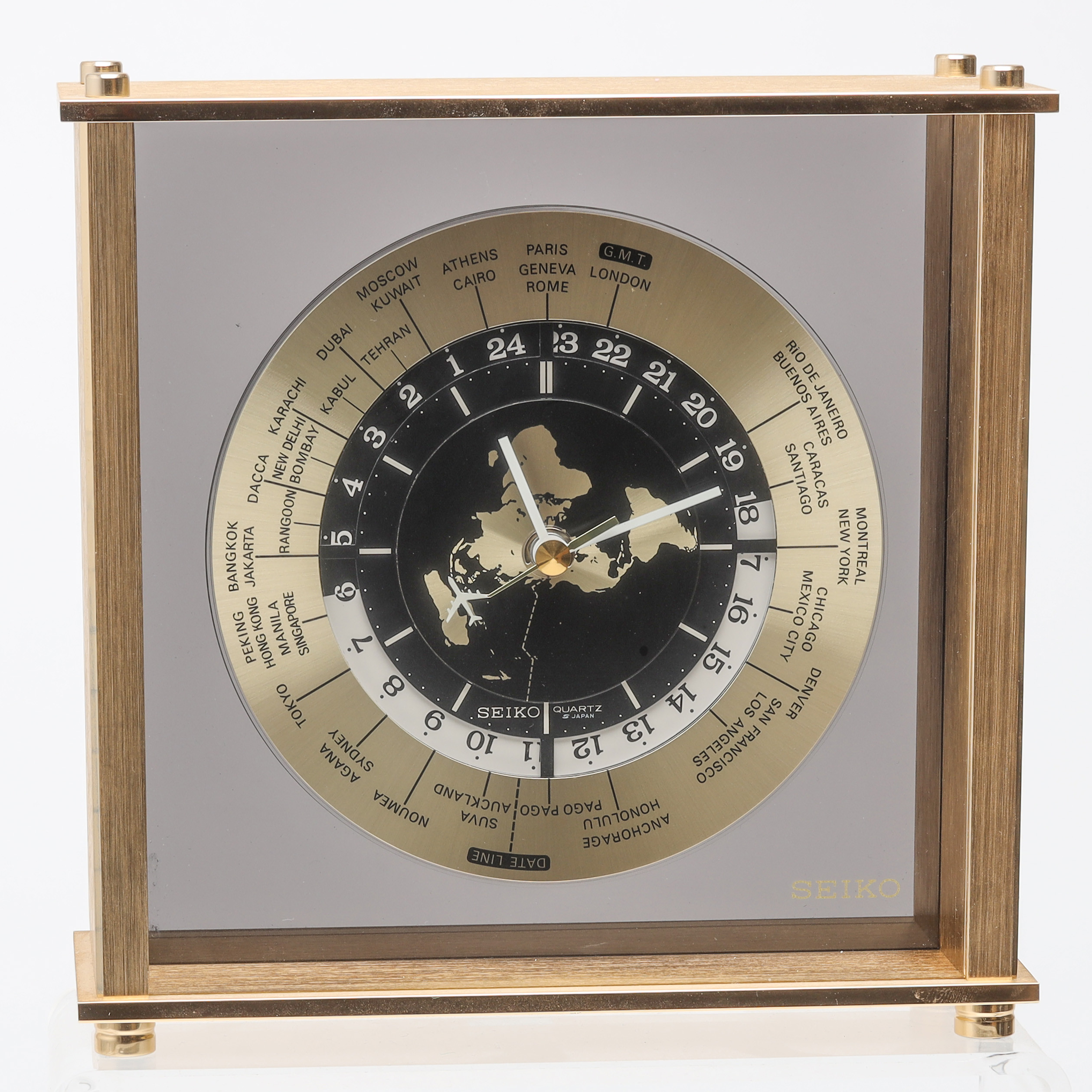 Images for 2925712. SEIKO, table clock, world clock, quartz, metal case ...
