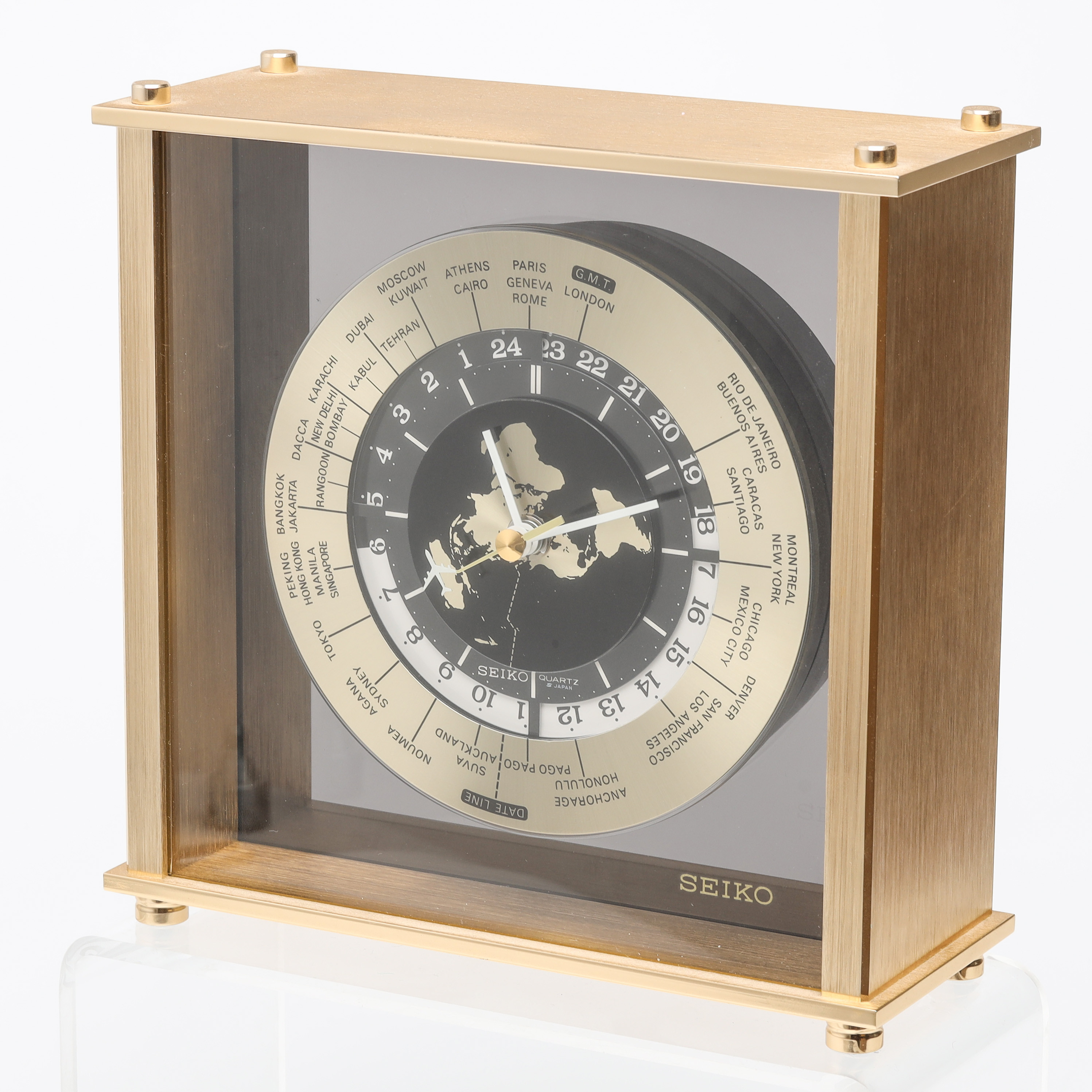 Images for 2925712. SEIKO, table clock, world clock, quartz, metal case ...