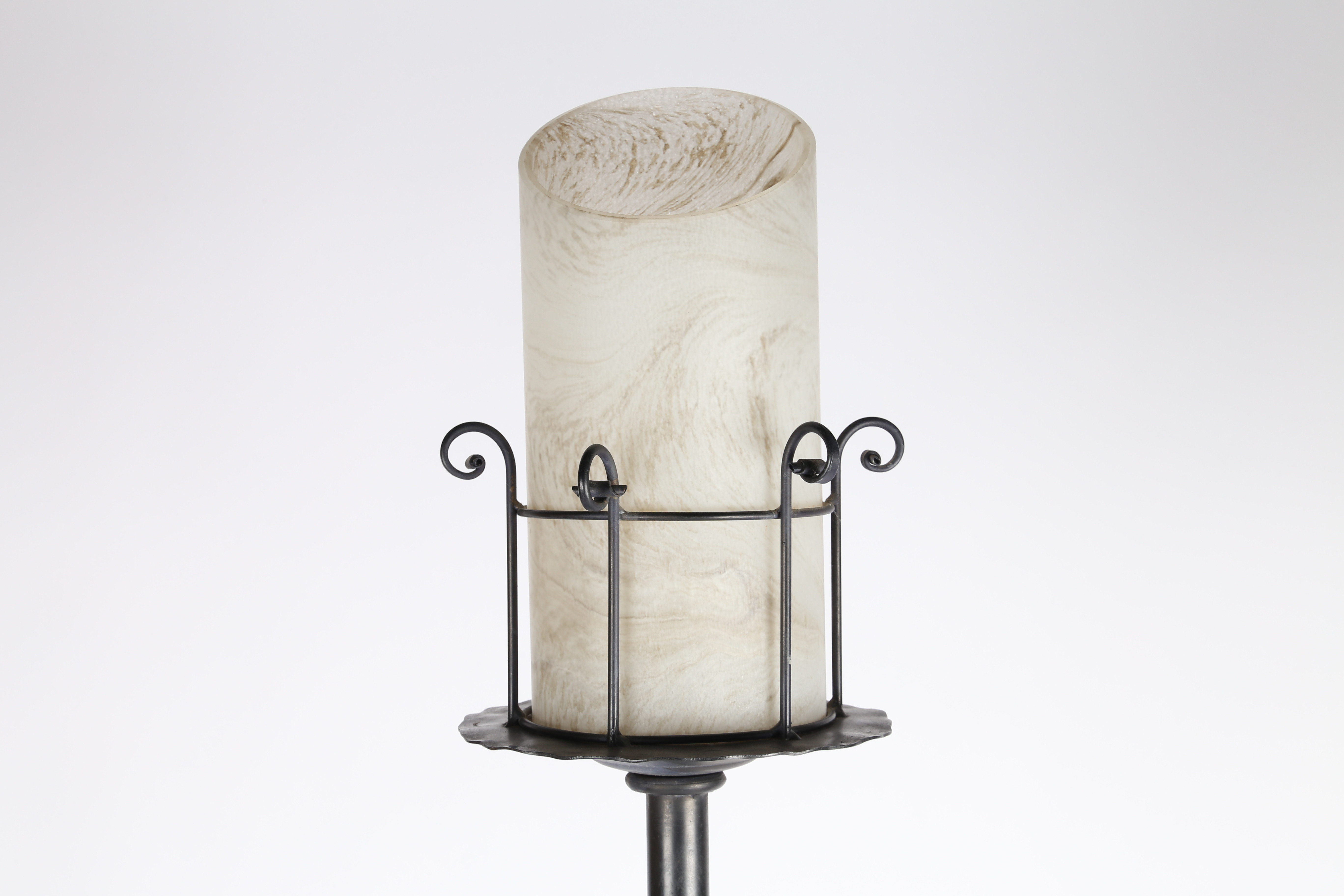 Images for 2960257. WROUGHT IRON STANDARD LAMP WITH GLASS SHADE ...