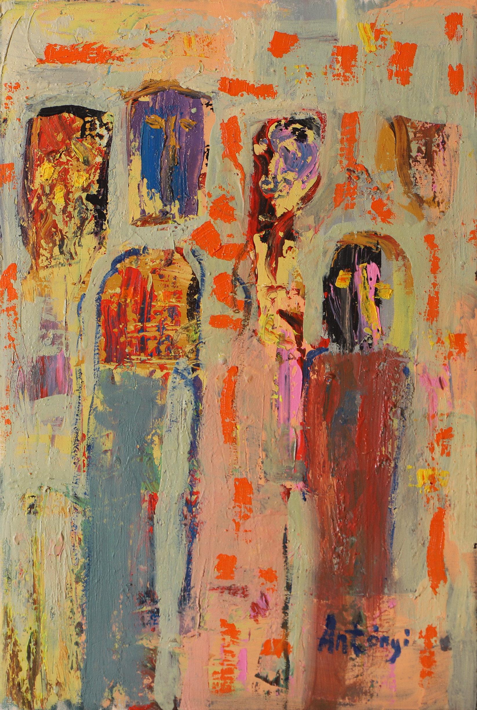 Images for 3000968. IMRE ANTONYI. 5 figures, oil on Board, signed ...