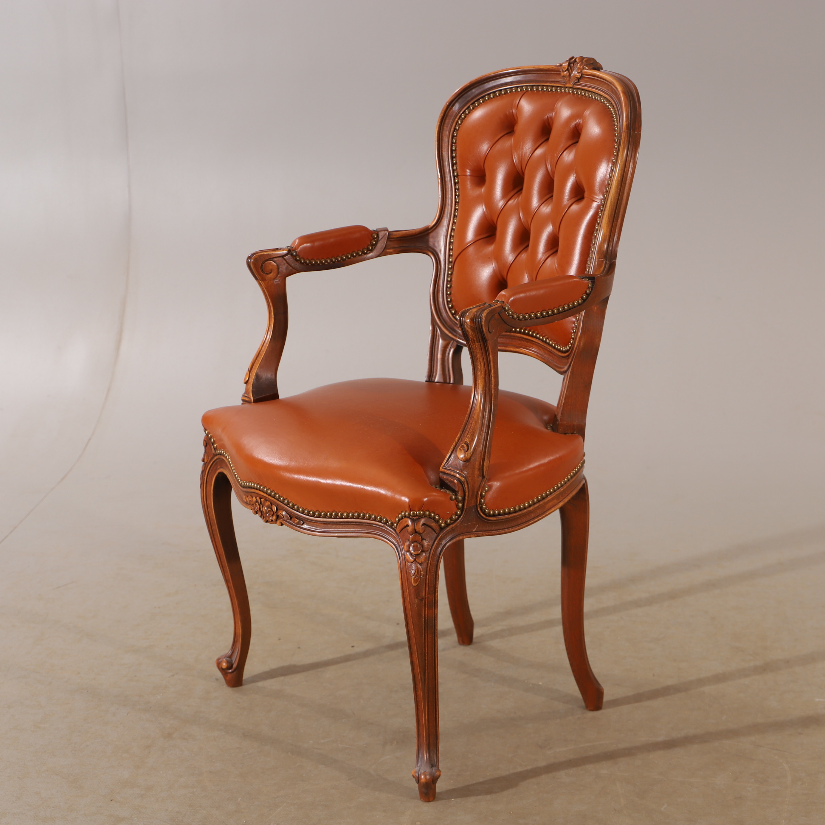 Images for 3049368. ARMCHAIR, walnut with leather upholstery, rococo ...