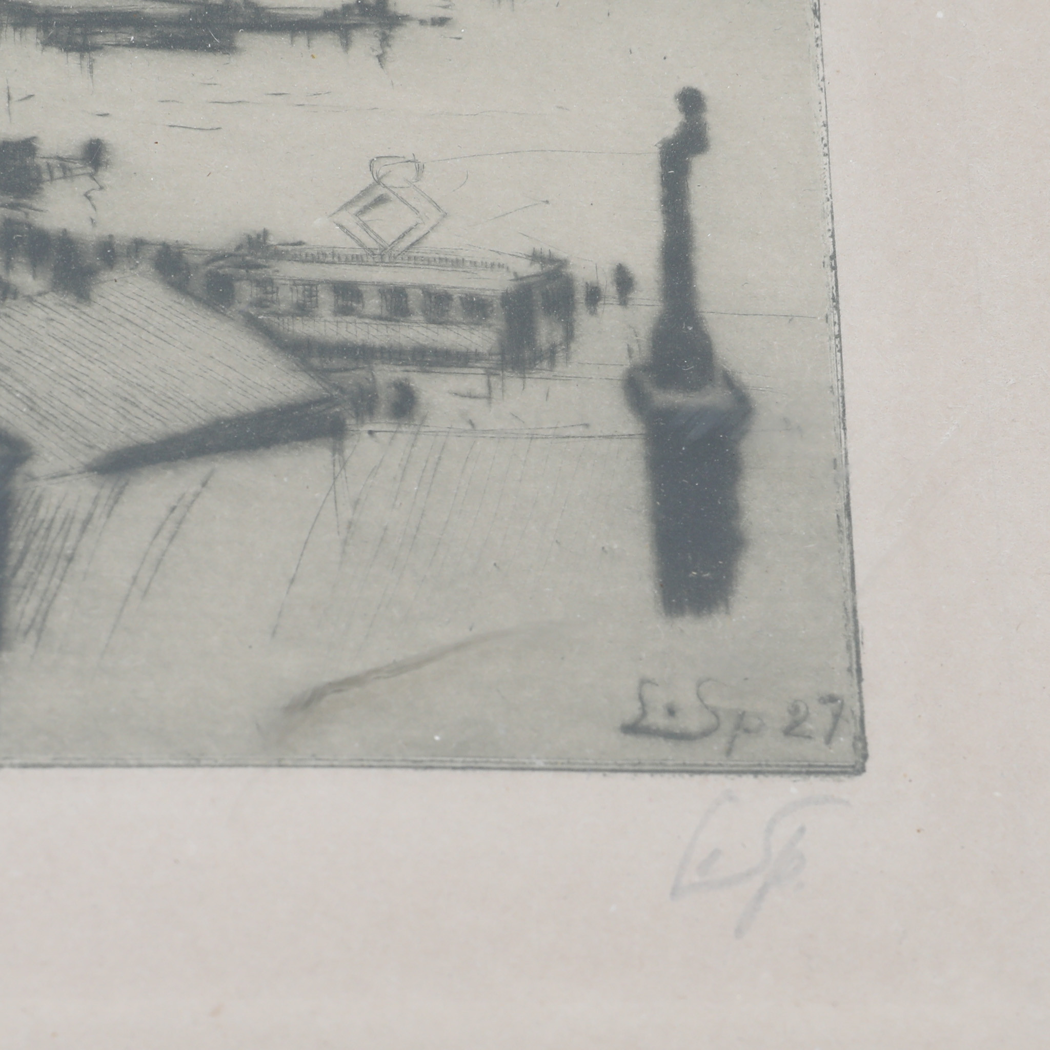 Bilder för 3054875. LOUIS SPARRE. Utsikt över slussen, etsning ...