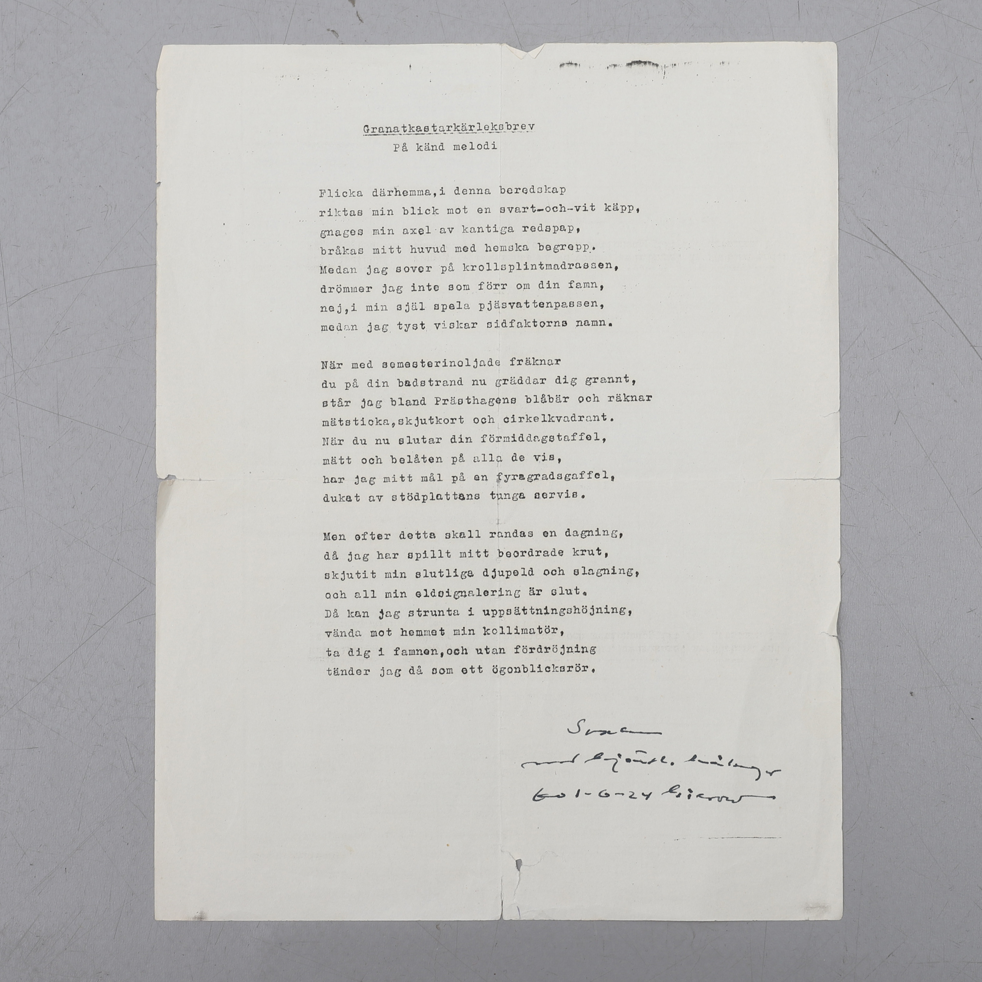 Images for 3059526. TYPEWRITTEN AND HAND SIGNED POEM BY KARL RAGNAR ...
