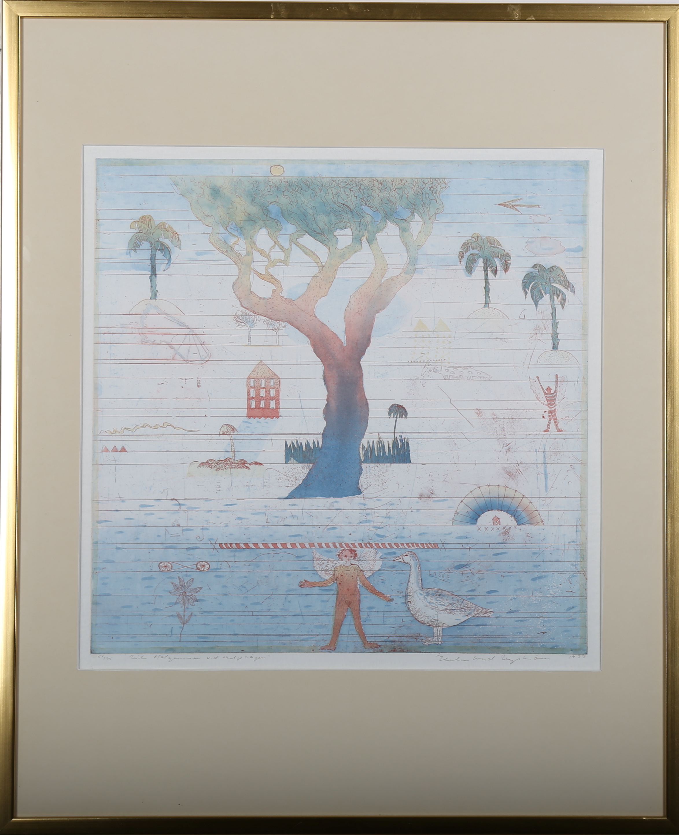 Images for 306764. HELMTRUD NYSTRÖM. Lithograph "Nils Holgersson at the ...