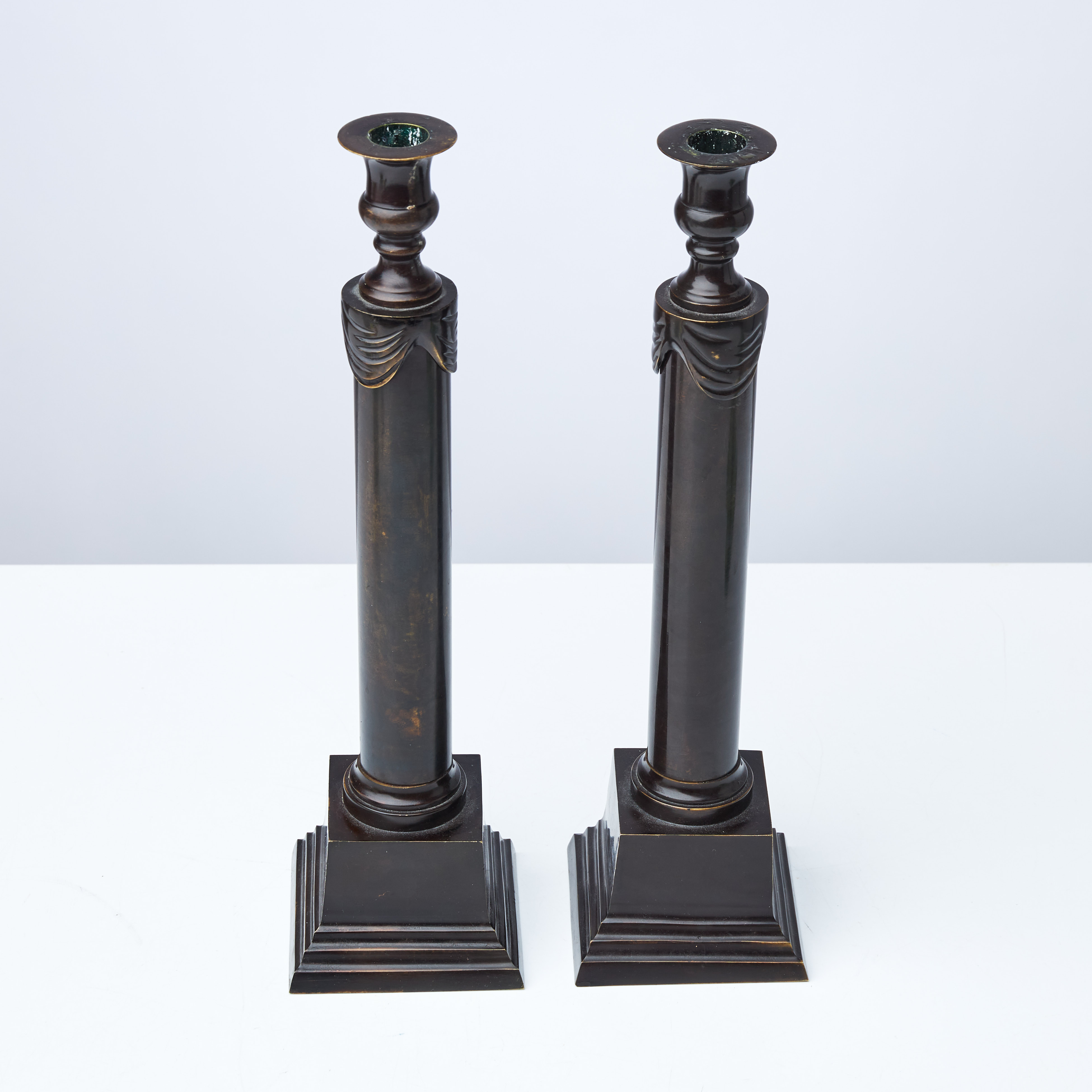 Images for 3069361. Candlesticks, a pair, 1920s, dark patinated brass ...