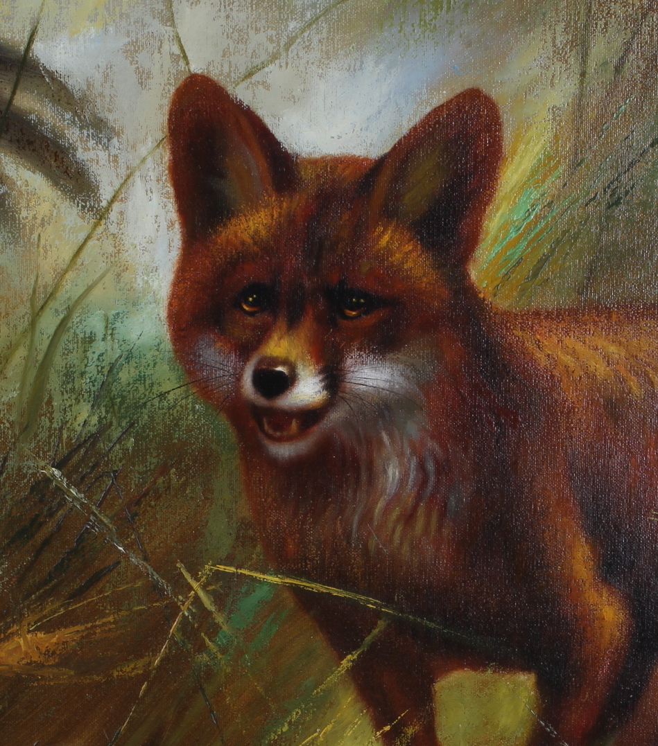 Images for 307279. OIDENTIFIERAD KONSTNÄR. Fox chasing rooster, oil on ...
