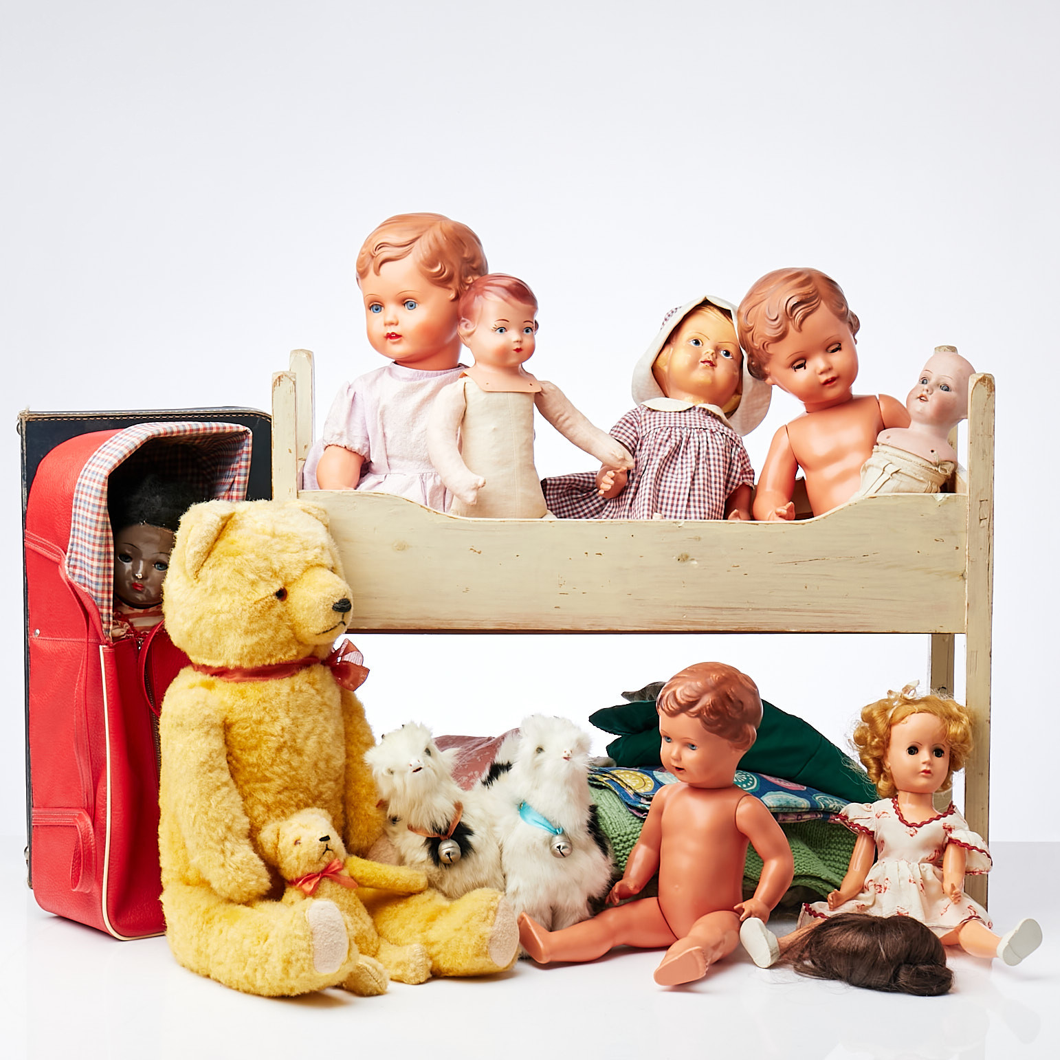 Images for 3081861. DOLLS; DOLL BED, 4 turtle dolls, 1 Ginger doll, 1 ...