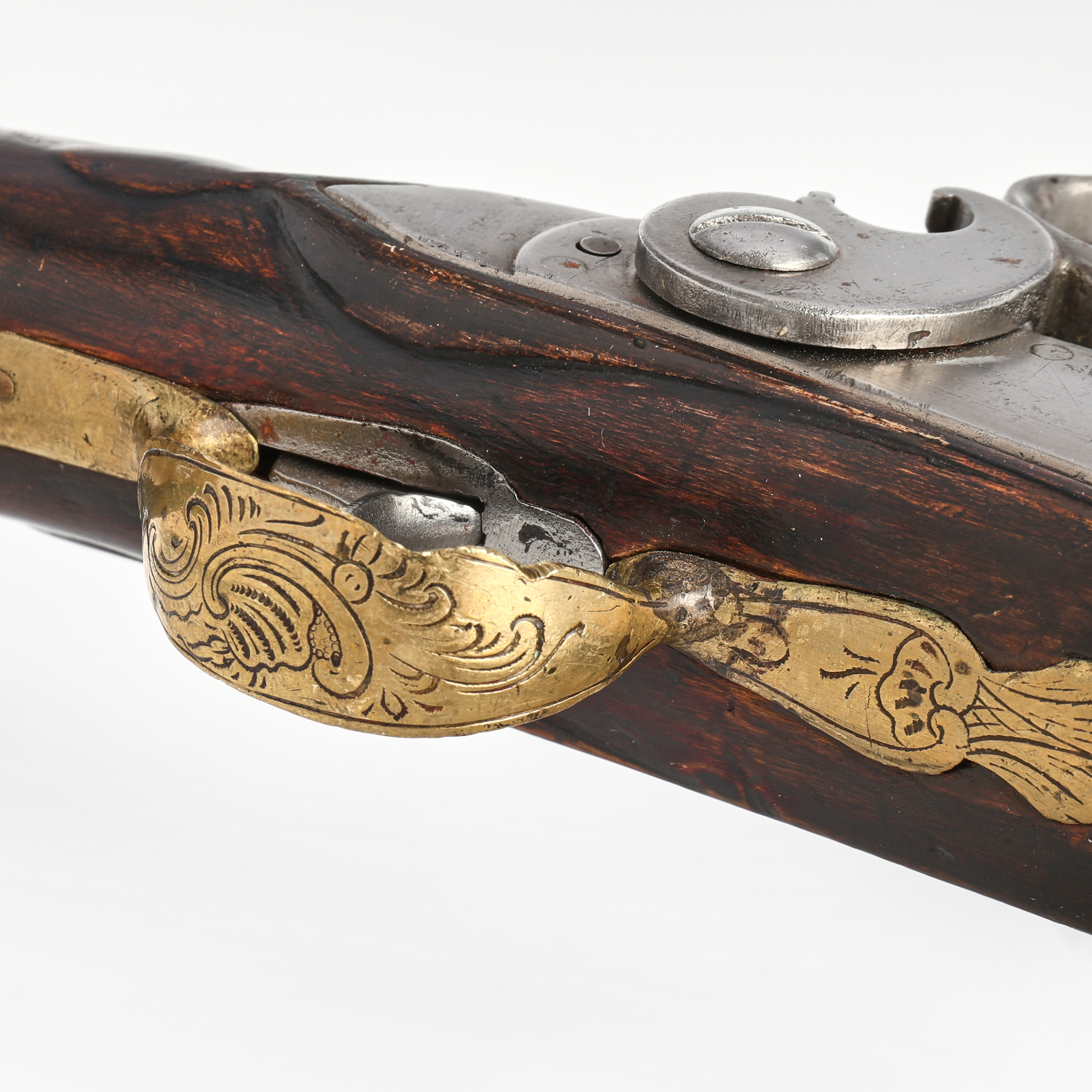 PISTOLS, 1 pair, flintlocks, ca 1780, converted into impact locks ...