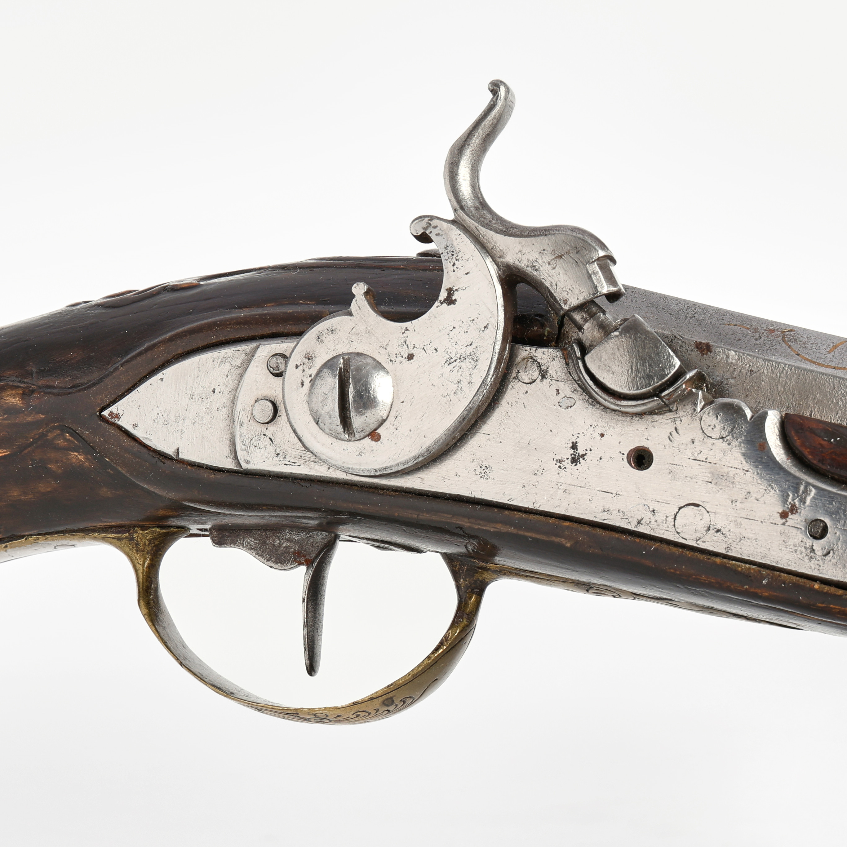 PISTOLS, 1 pair, flintlocks, ca 1780, converted into impact locks ...