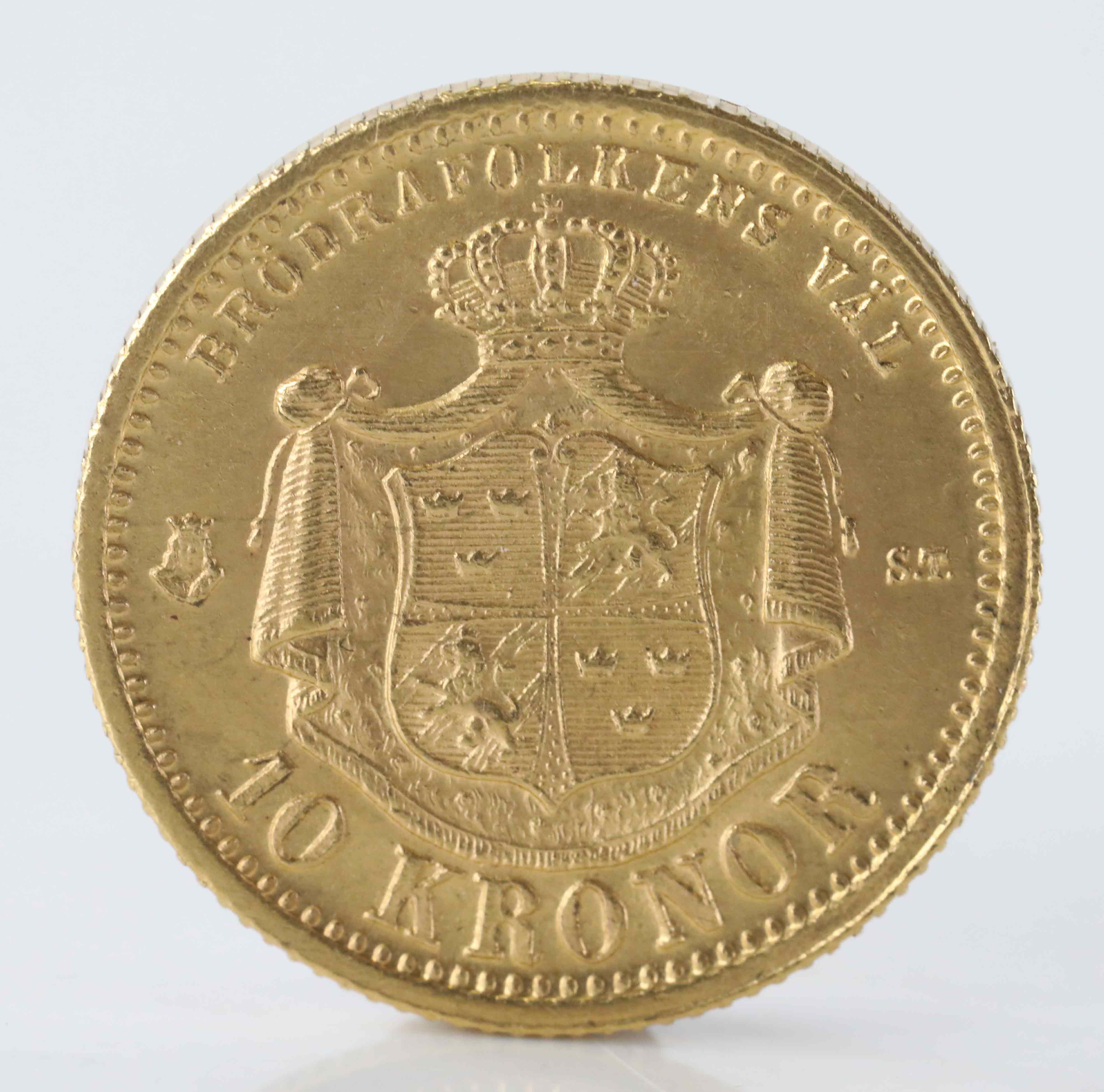 Images for 3110279. A 10 kronor coin, gold, Oscar II, King of Sweden ...