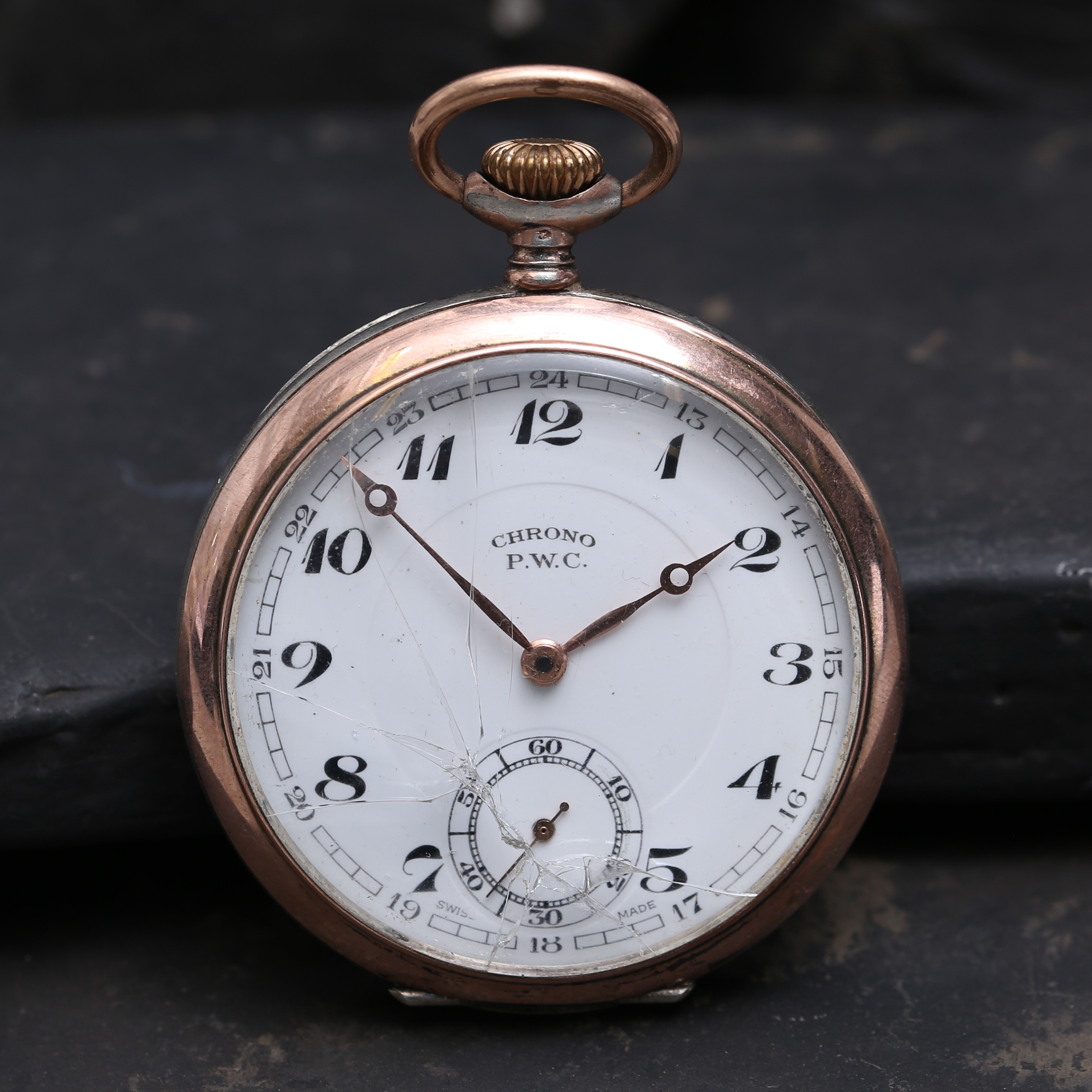 Images for 3111037. A Chrono P.W.C pocket watch, silver outer case ...