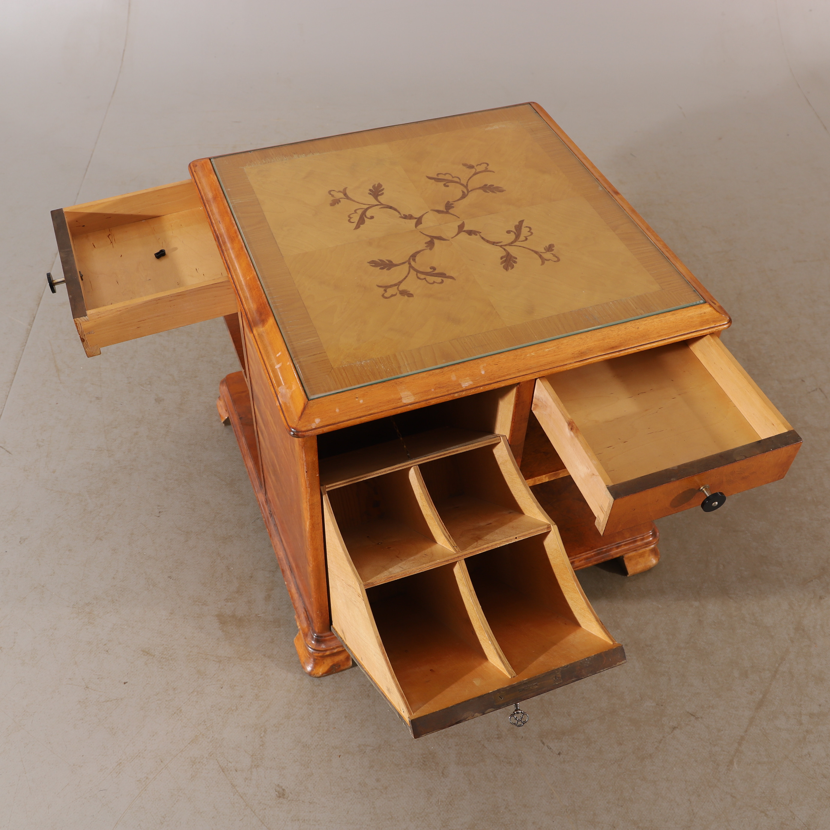 Images for 3118128. A BIRCH SMOKING TABLE with intarsia and glass top ...