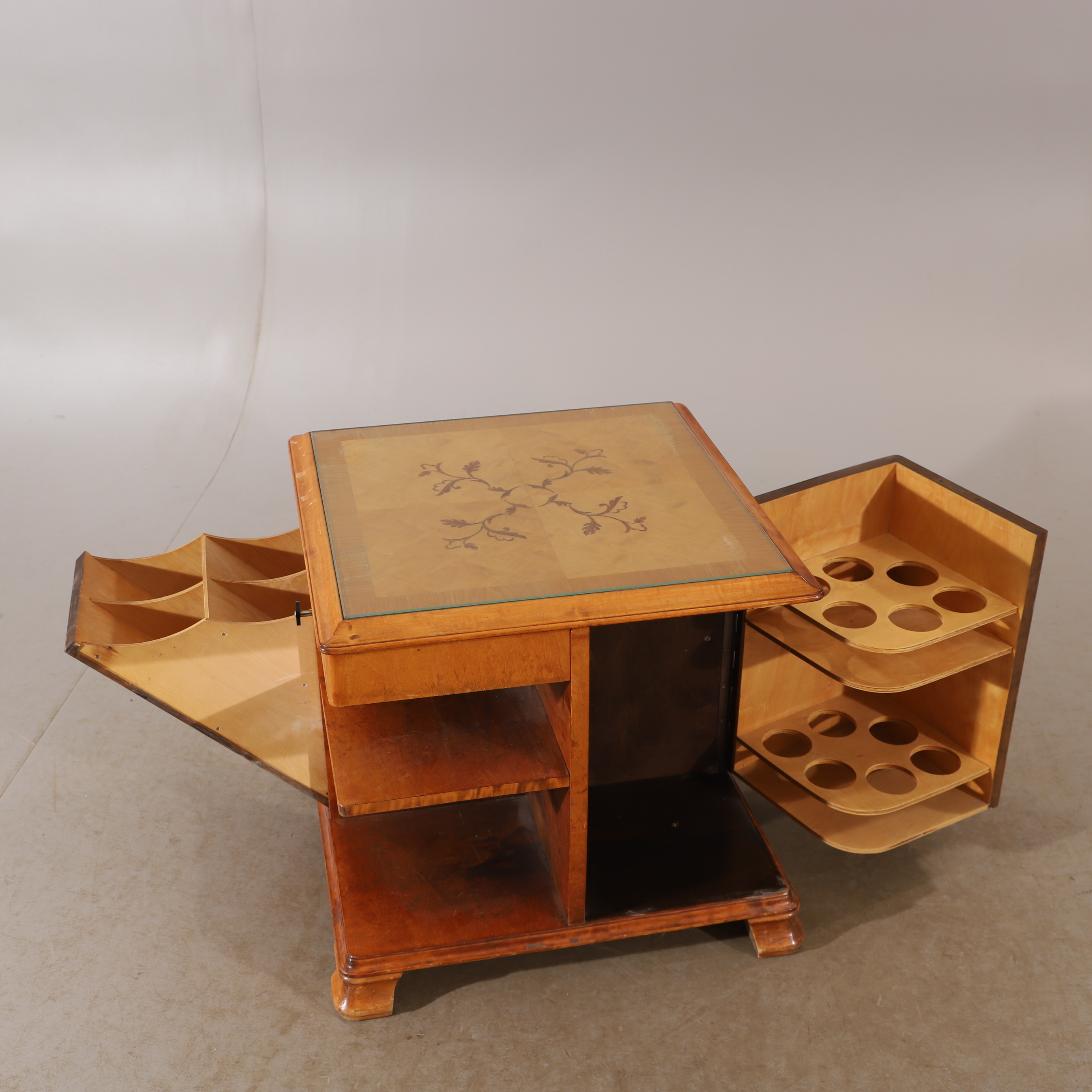 Images for 3118128. A BIRCH SMOKING TABLE with intarsia and glass top ...