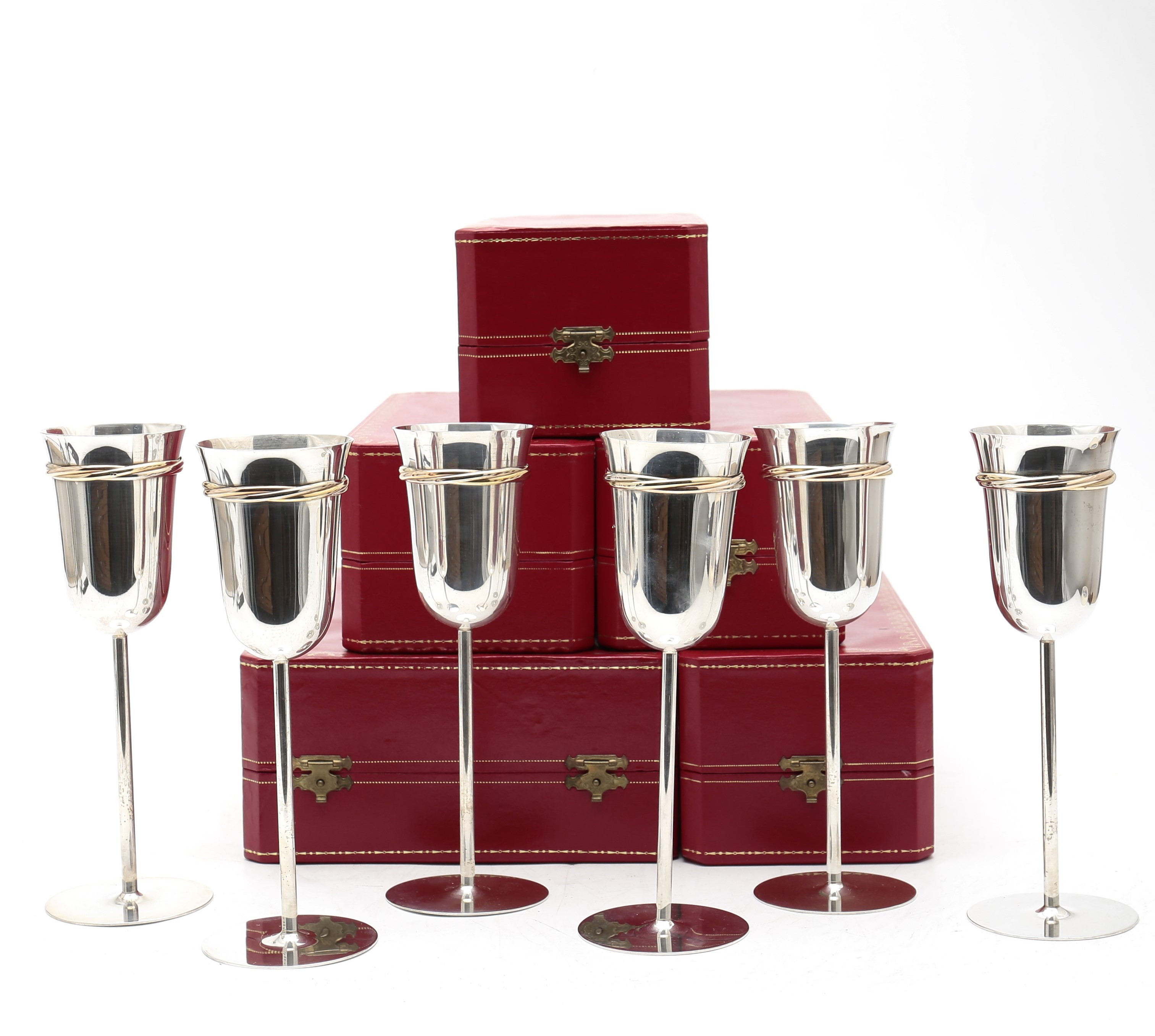 Images for 3139674. Set of six “Trinity” goblets by Cartier in silver ...