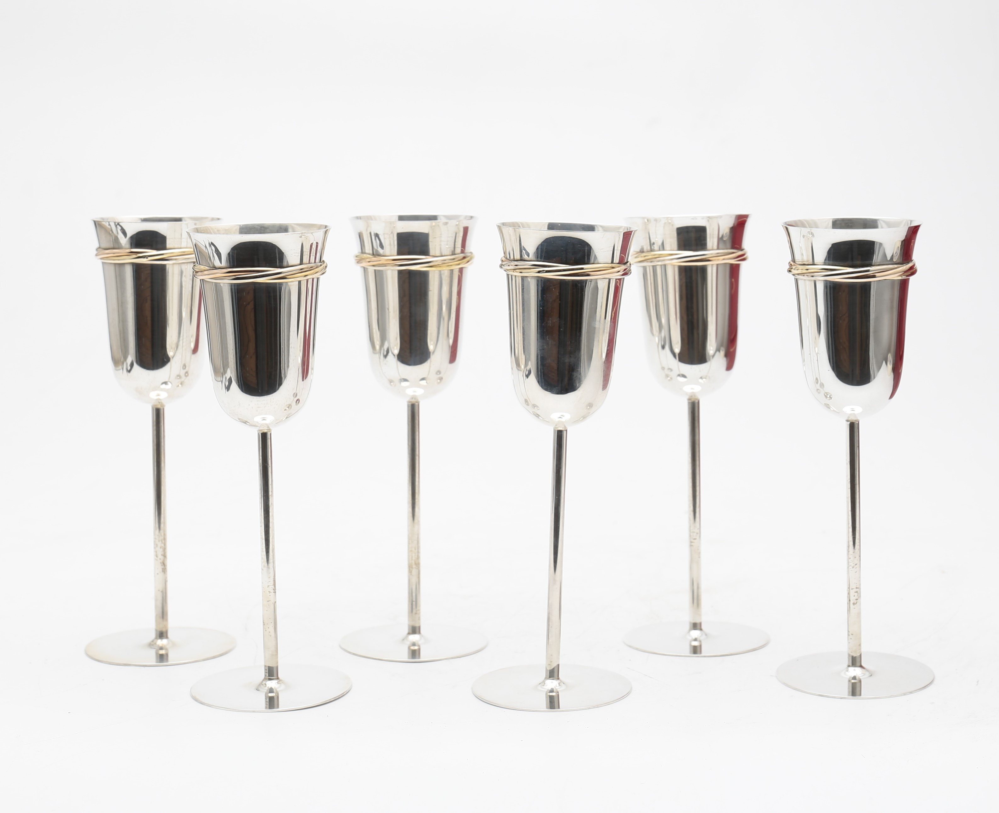 Images for 3139674. Set of six “Trinity” goblets by Cartier in silver ...