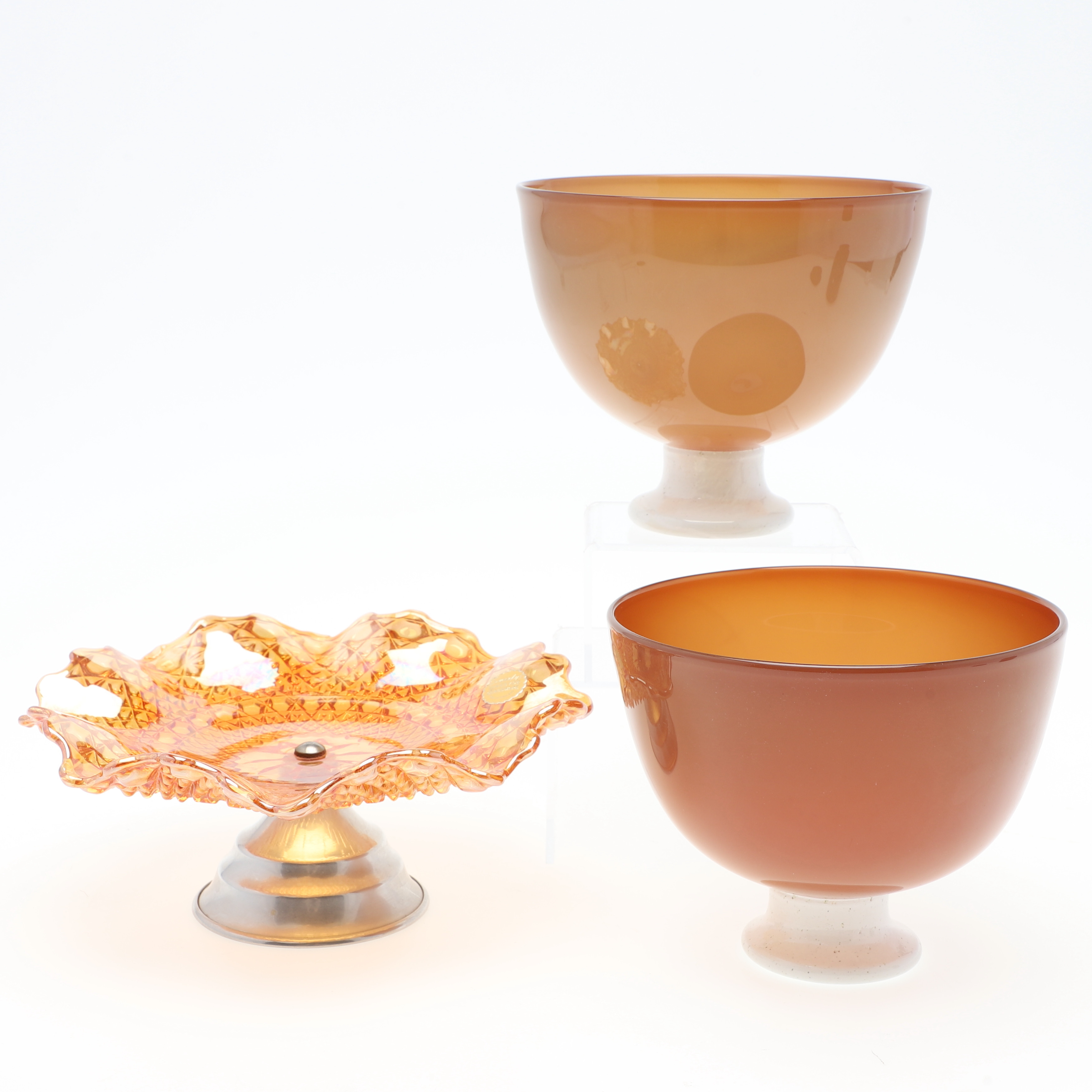 Images for 3143153. BOWLS on legs, 3 pieces, glass and metal, including ...