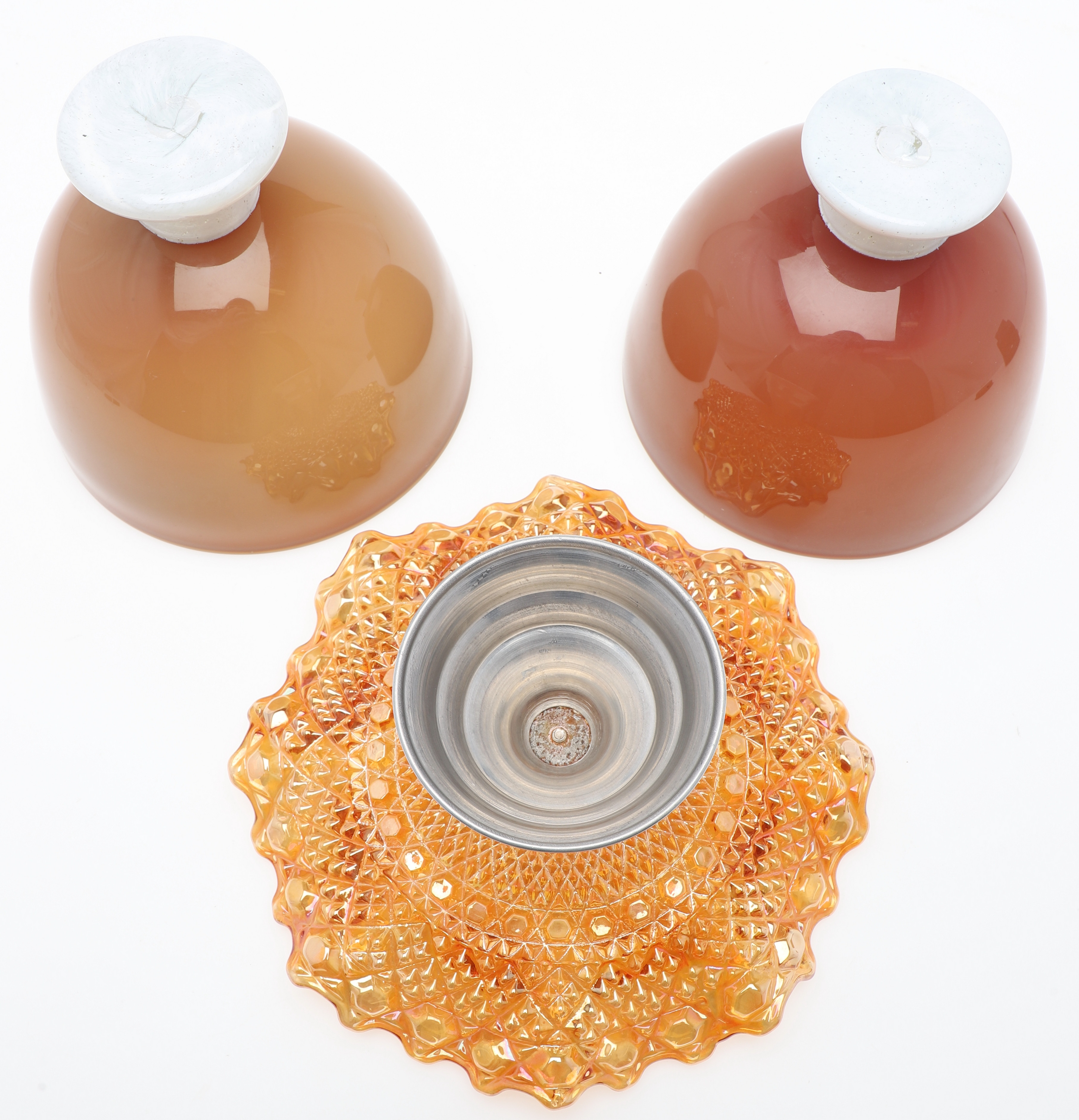 Images for 3143153. BOWLS on legs, 3 pieces, glass and metal, including ...