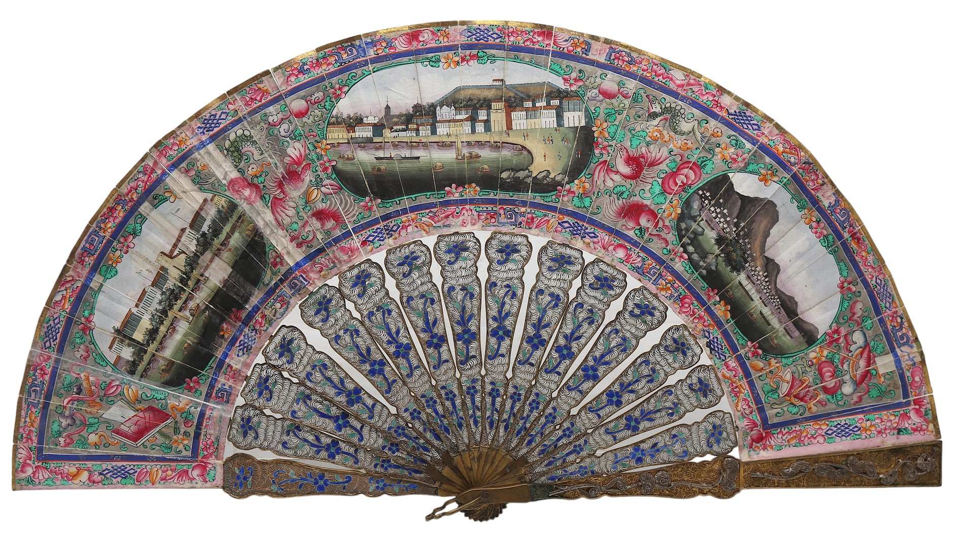 Images for 3174127. Chinese "thousand faces" fan with a view of the ...