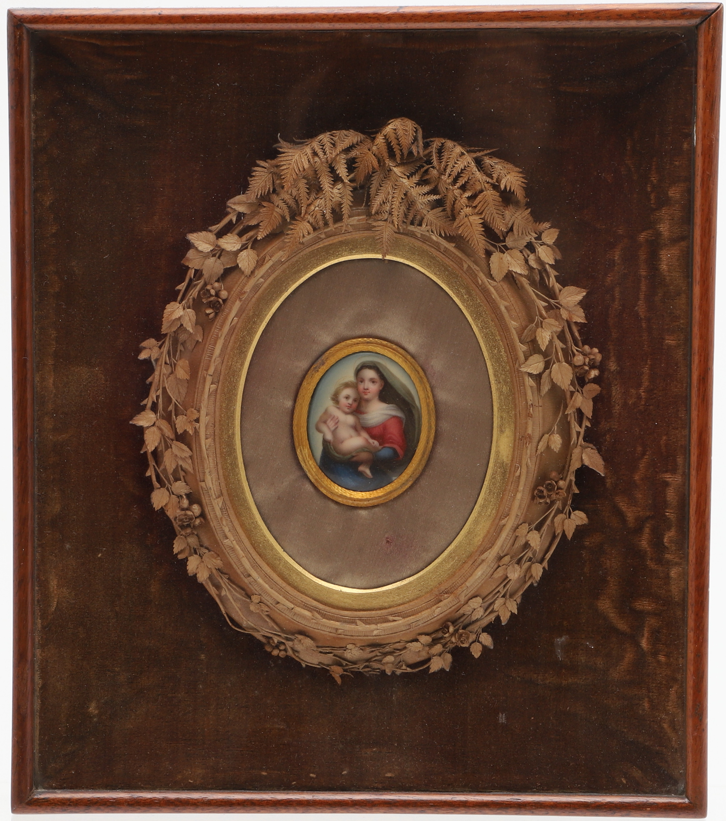 Images for 3190836. SMALL PORCELAIN PLAQUE IN ELABORATE LEATHER FRAME ...
