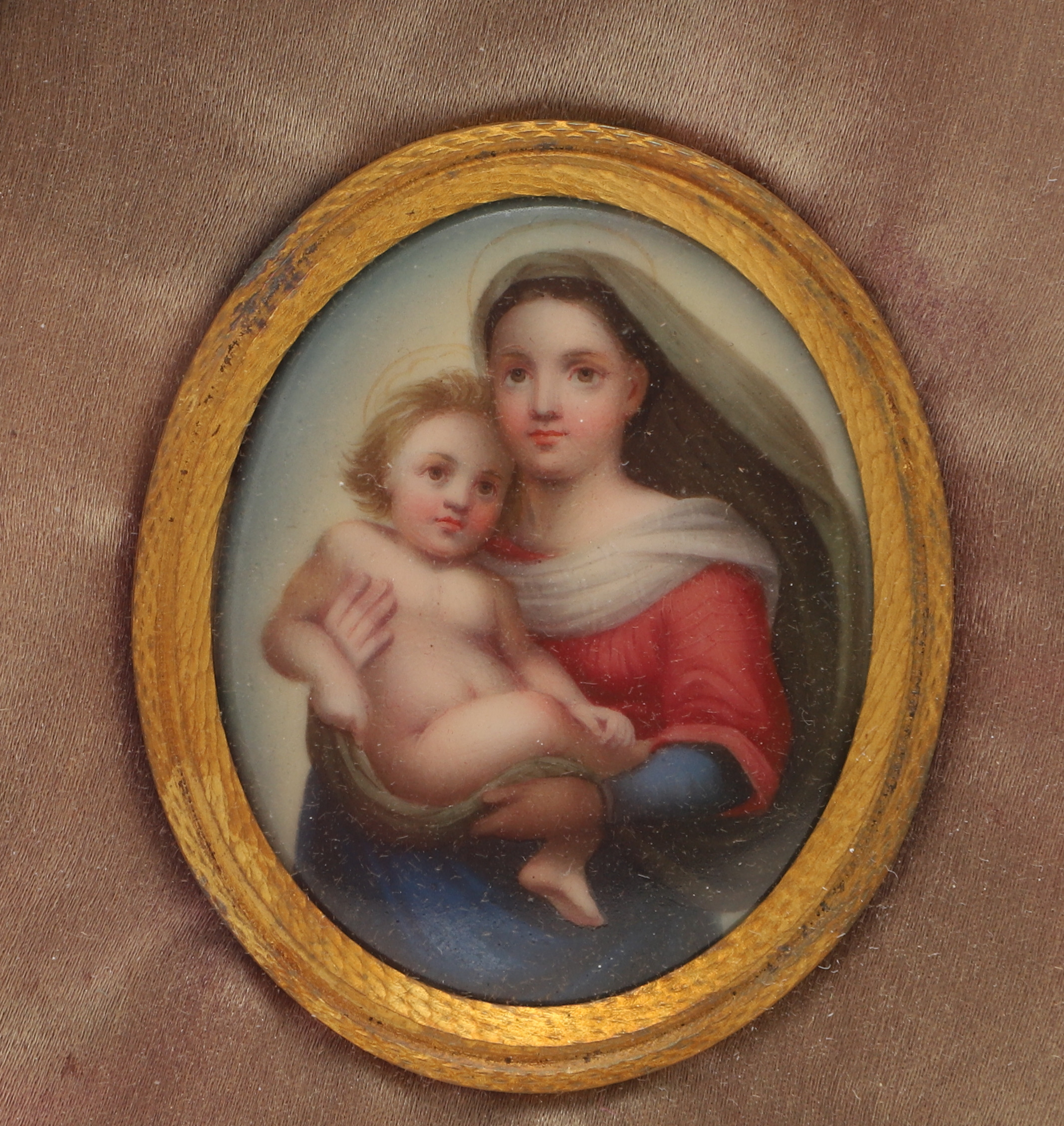 Images for 3190836. SMALL PORCELAIN PLAQUE IN ELABORATE LEATHER FRAME ...