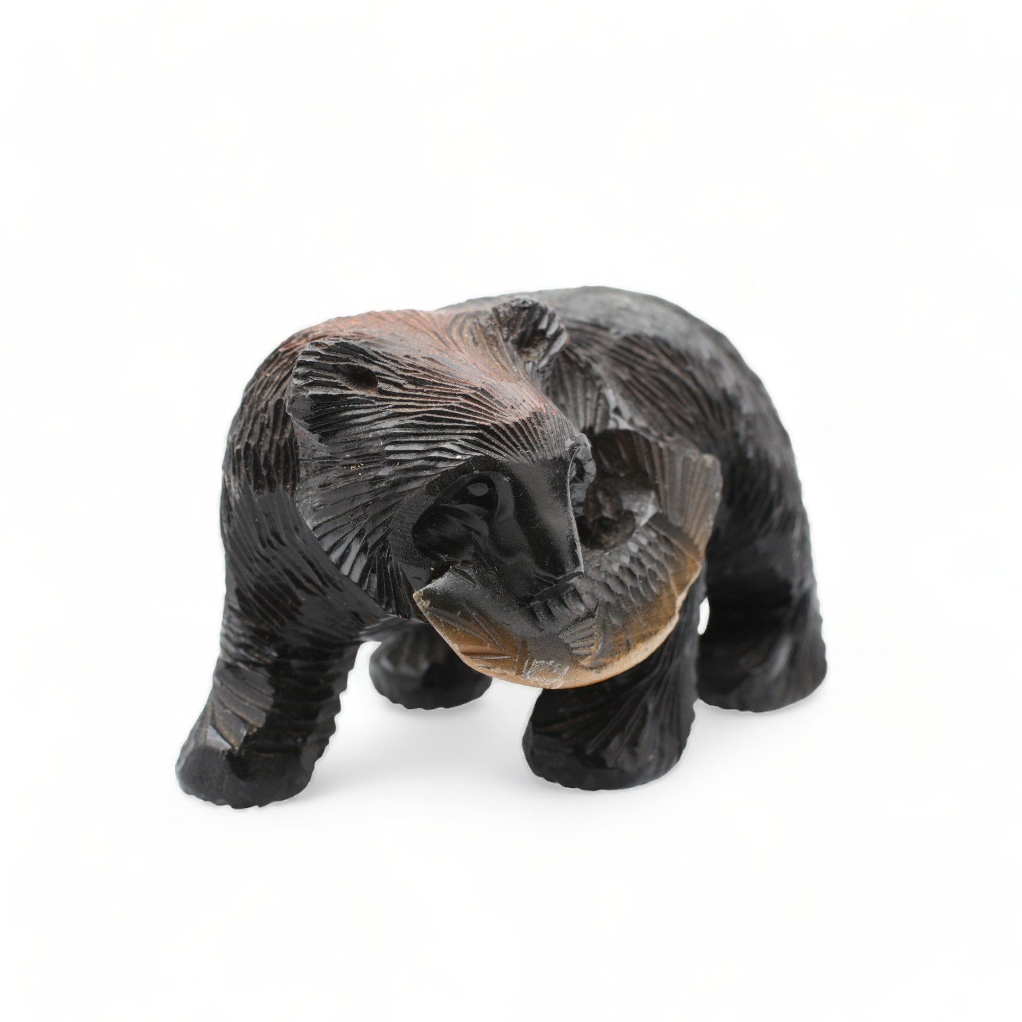 Images for 3192020. SCULPTURE, wood, bear with fish, Kibori Kuma, Japan ...