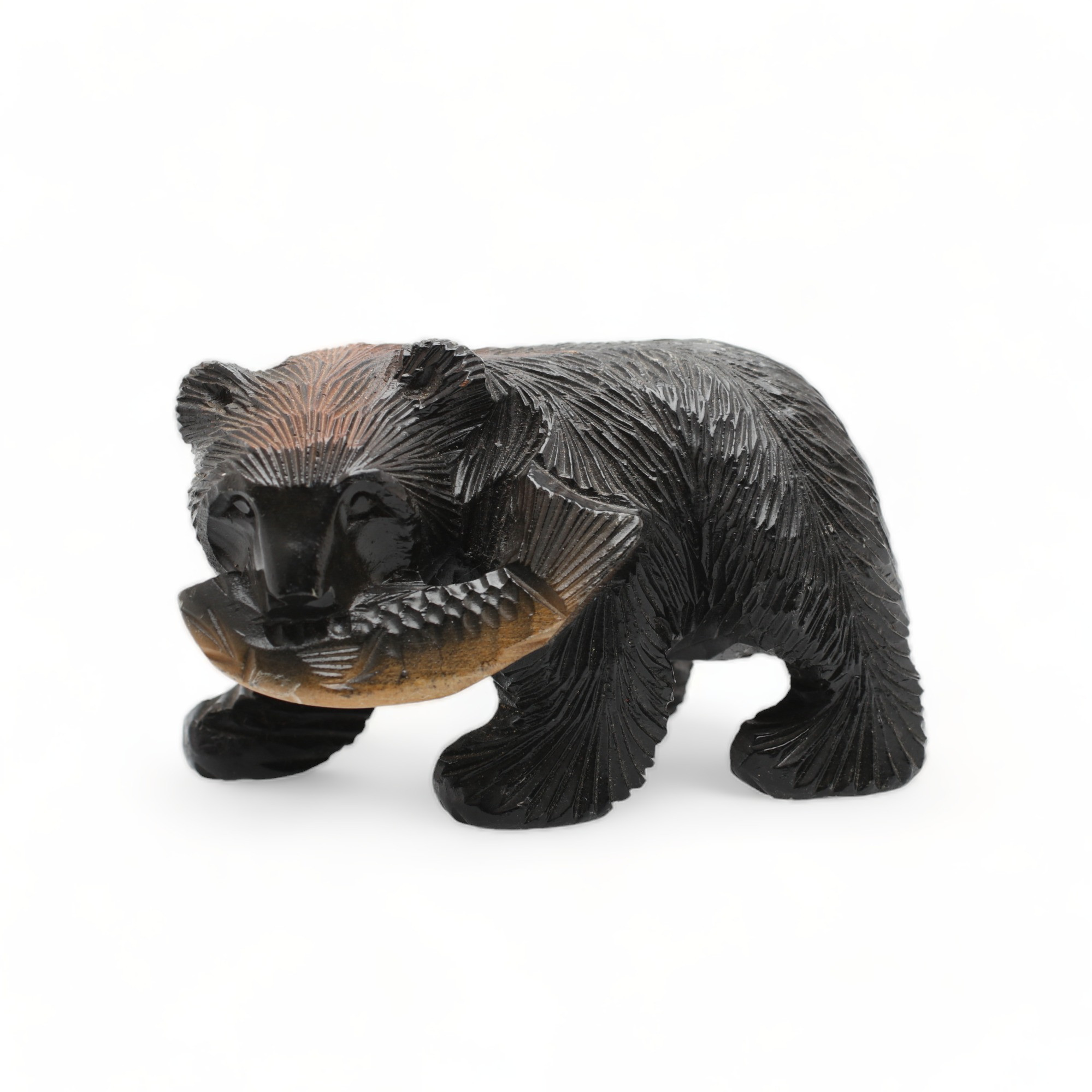 Images for 3192020. SCULPTURE, wood, bear with fish, Kibori Kuma, Japan ...