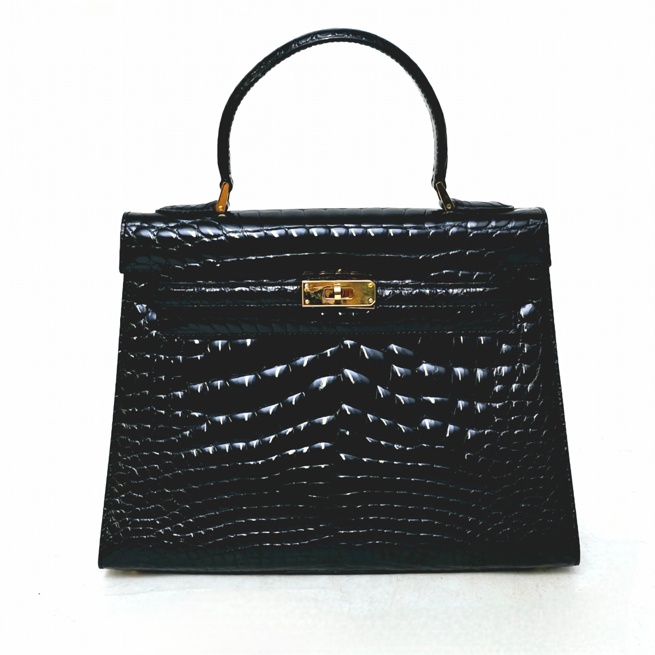 Images for 3203053. 70'S KELLY STYLE LEATHER BAG IN BLACK ENGRAVED ...