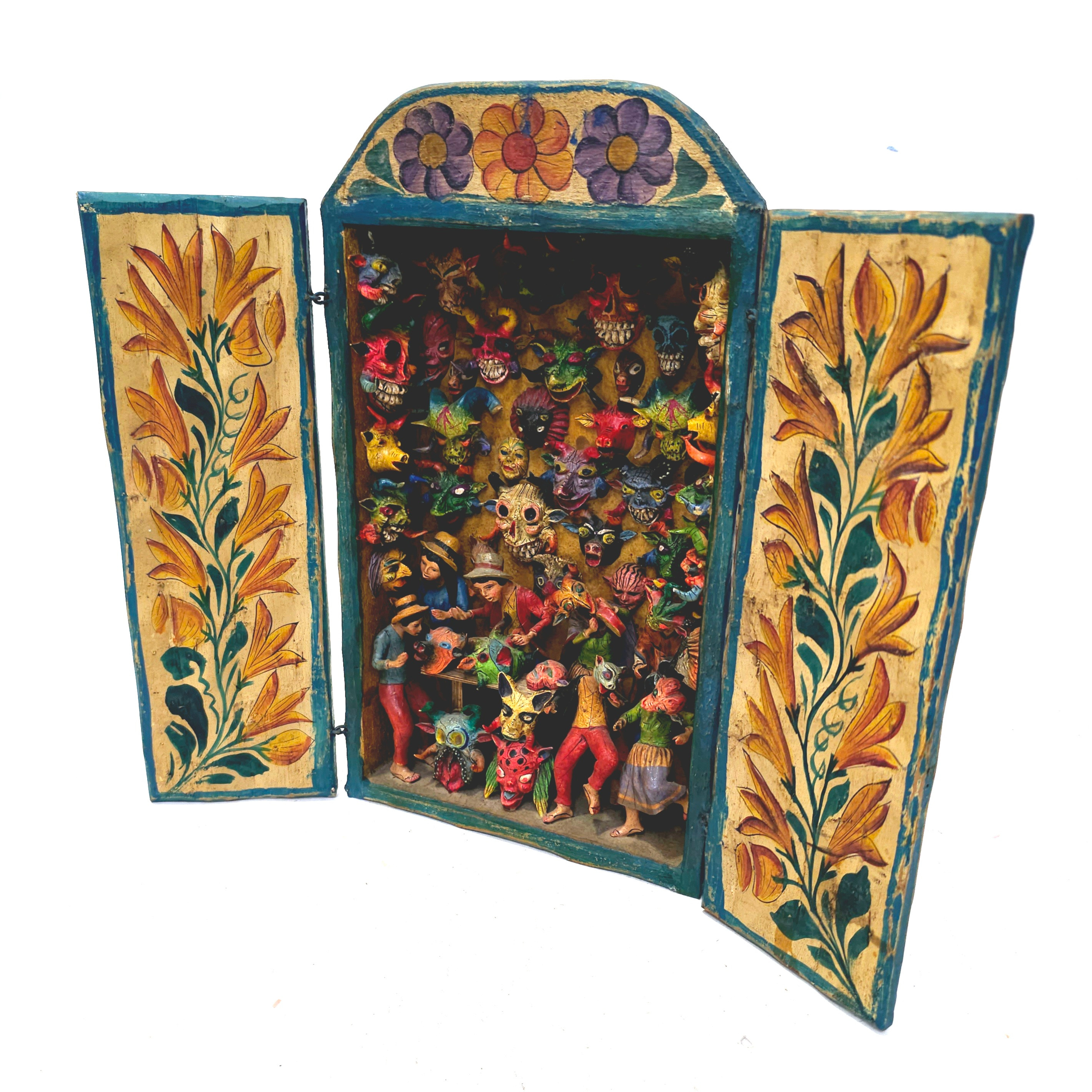Images for 3215942. AYACUCHO ALTARPIECE WITH MASKS IN CARVED WOOD ...
