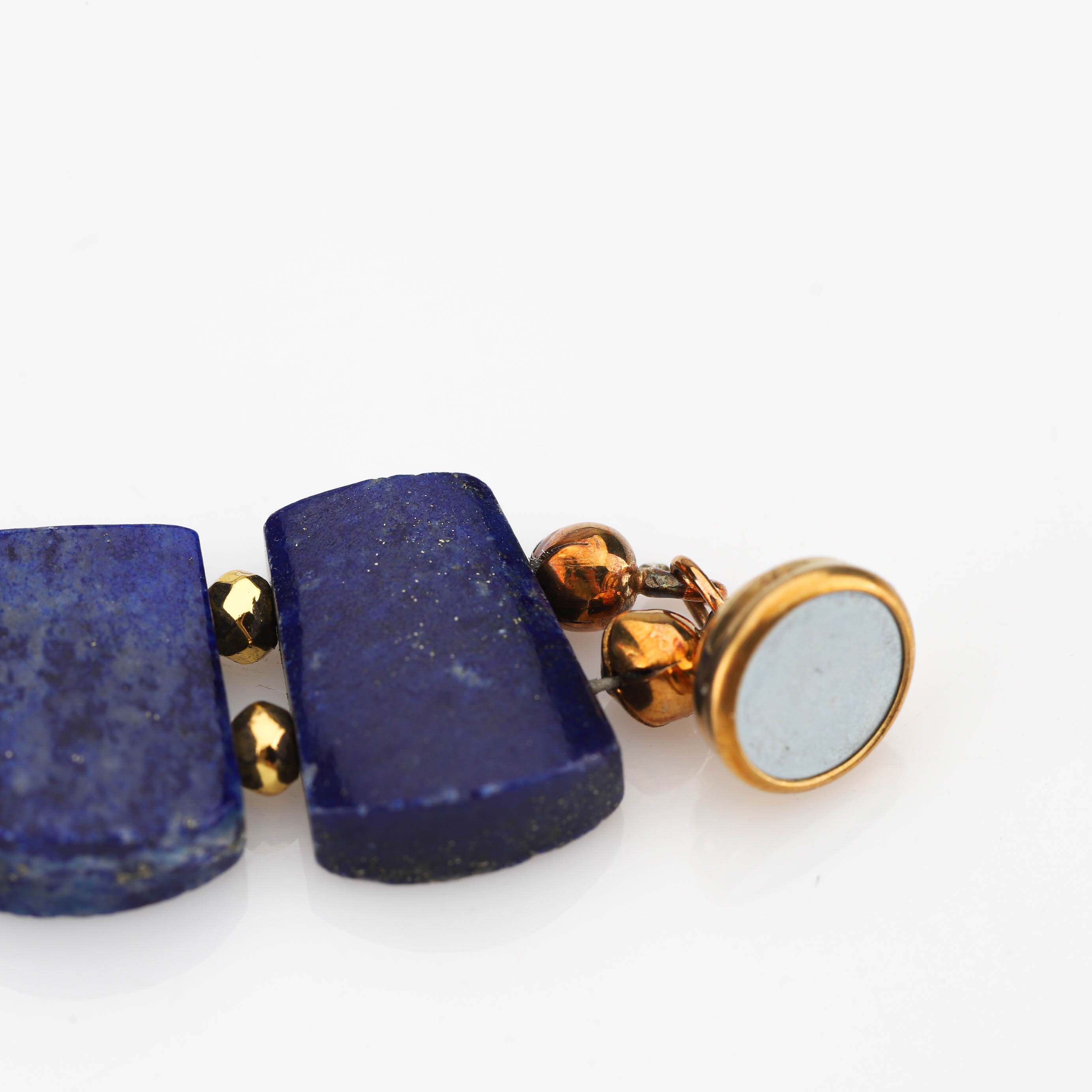 SET MED COLLIER och ÖRHÄNGEN, Lapis Lazuli, 9K guld. Smycken ...
