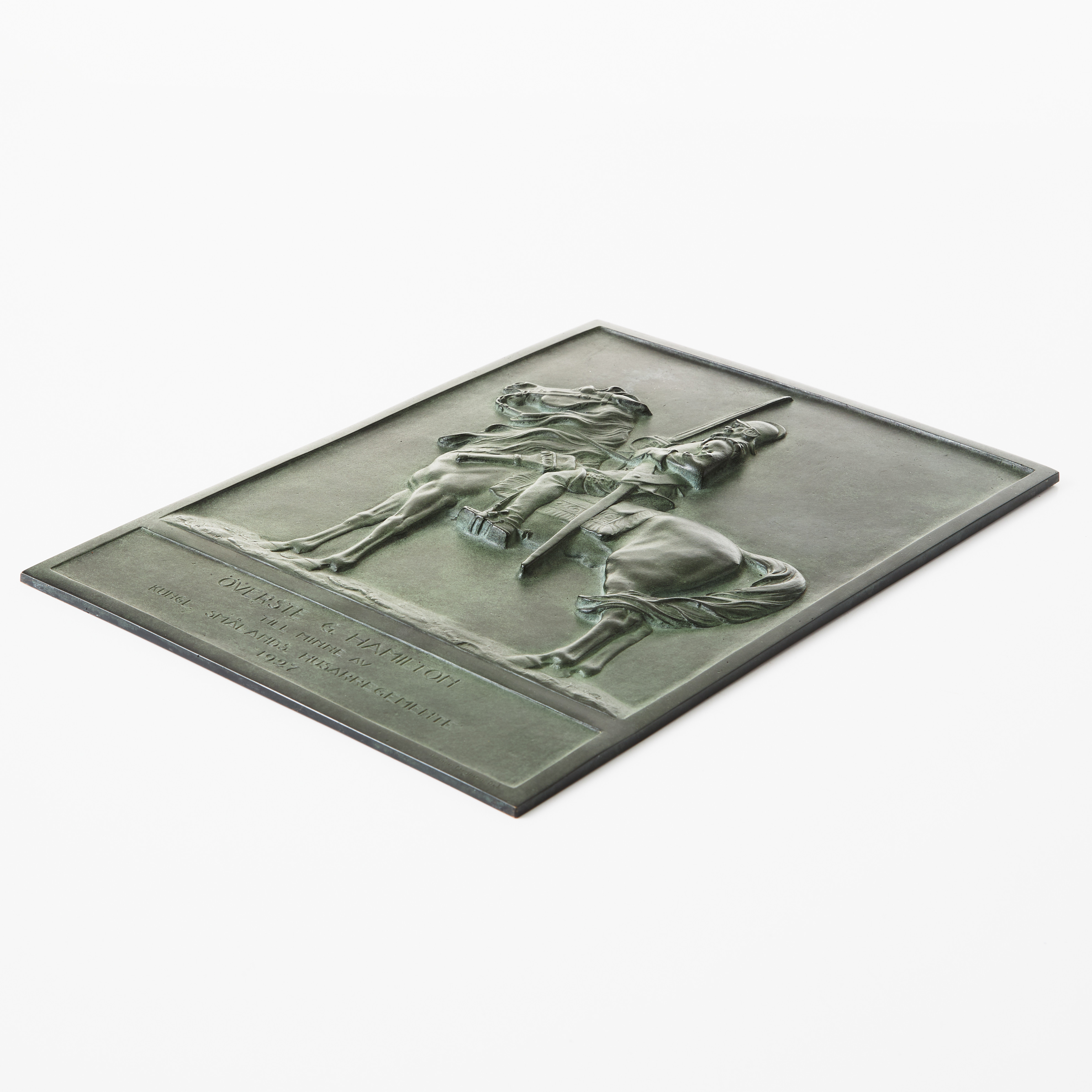 BRONSPLAKETT, Överste Gilbert Hamilton, till minne av Kungl Smålands ...