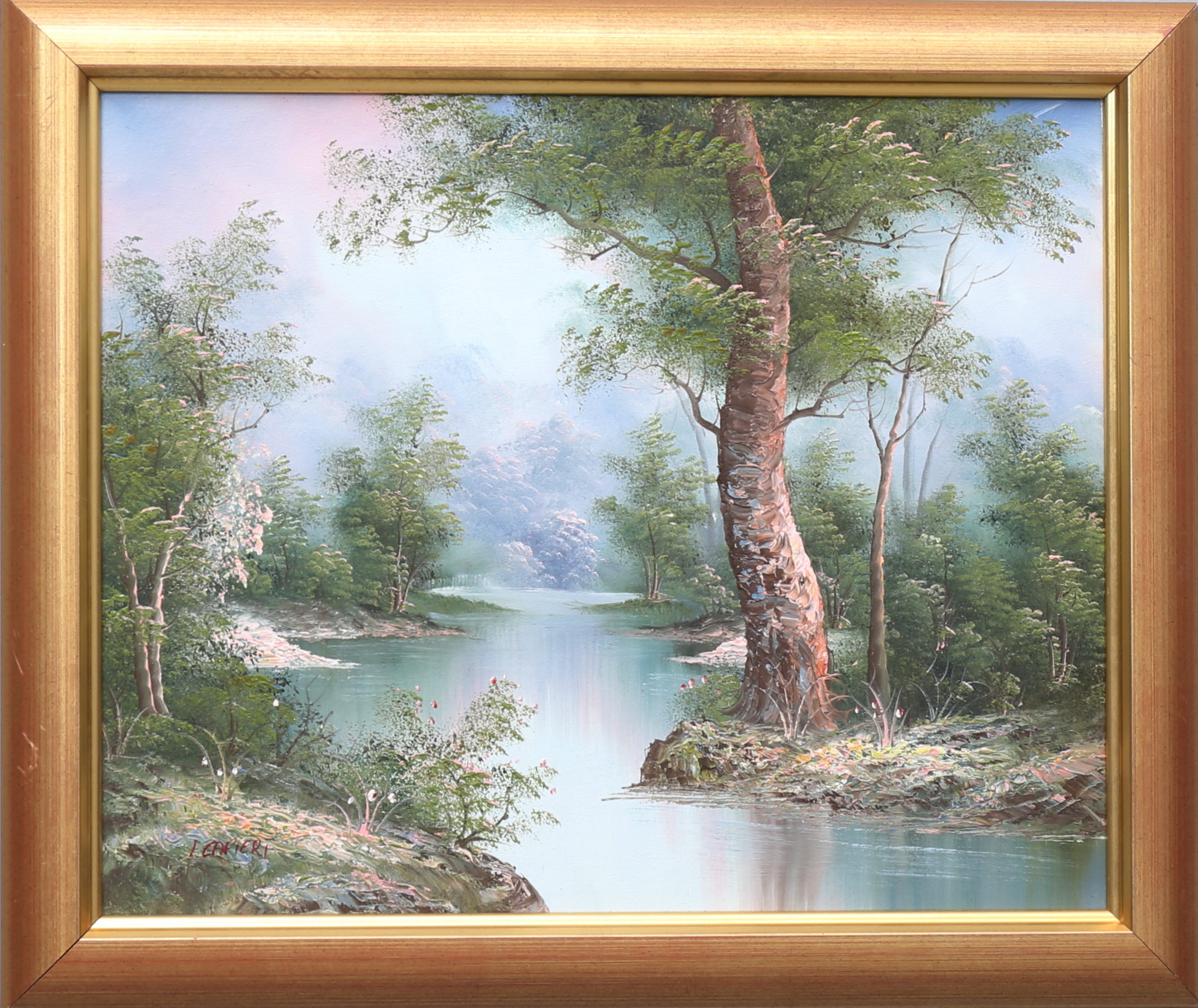 Images for 3261455. IRENE CAFIERI. River Landscape. Oil on canvas, fed ...