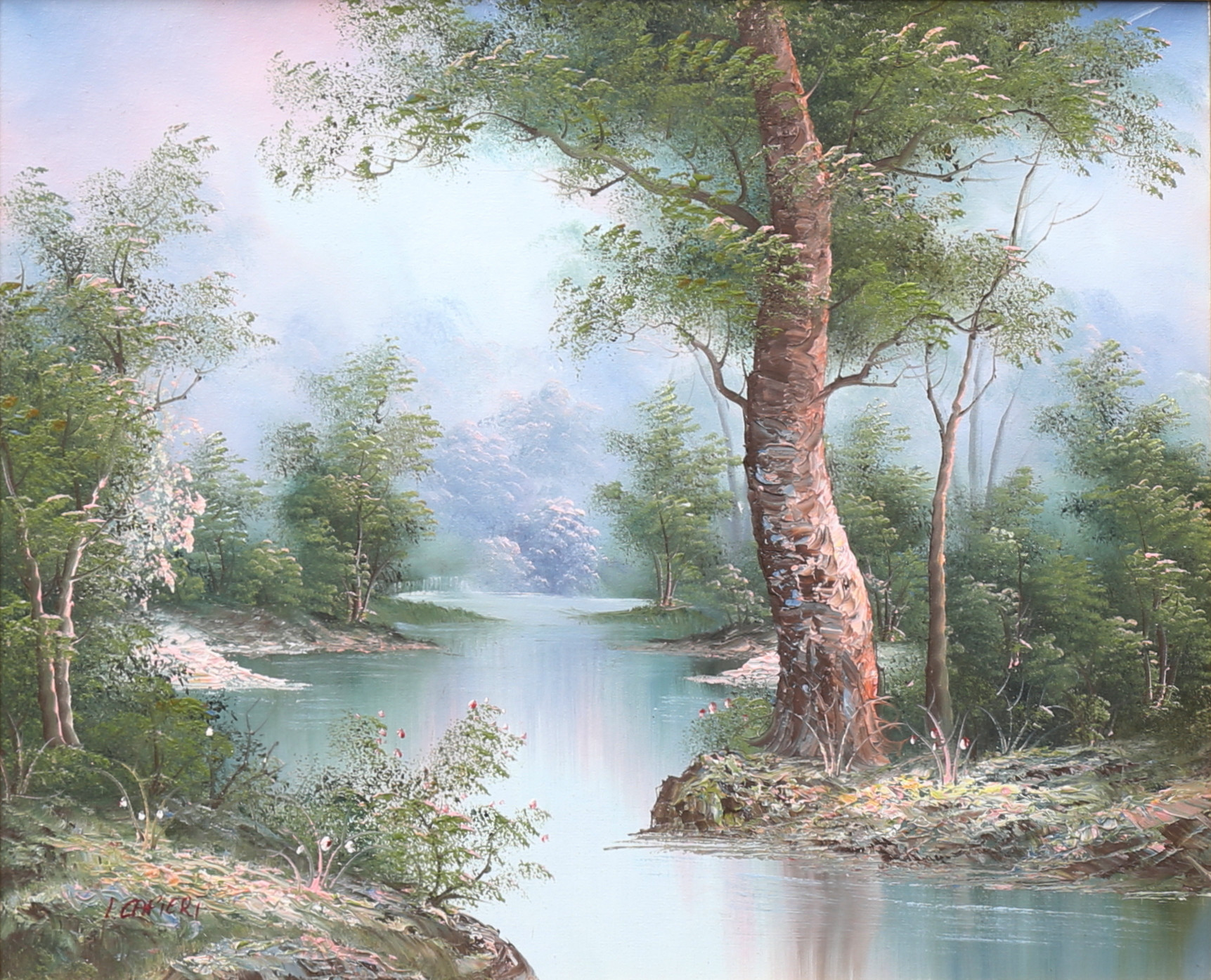 Images for 3261455. IRENE CAFIERI. River Landscape. Oil on canvas, fed ...