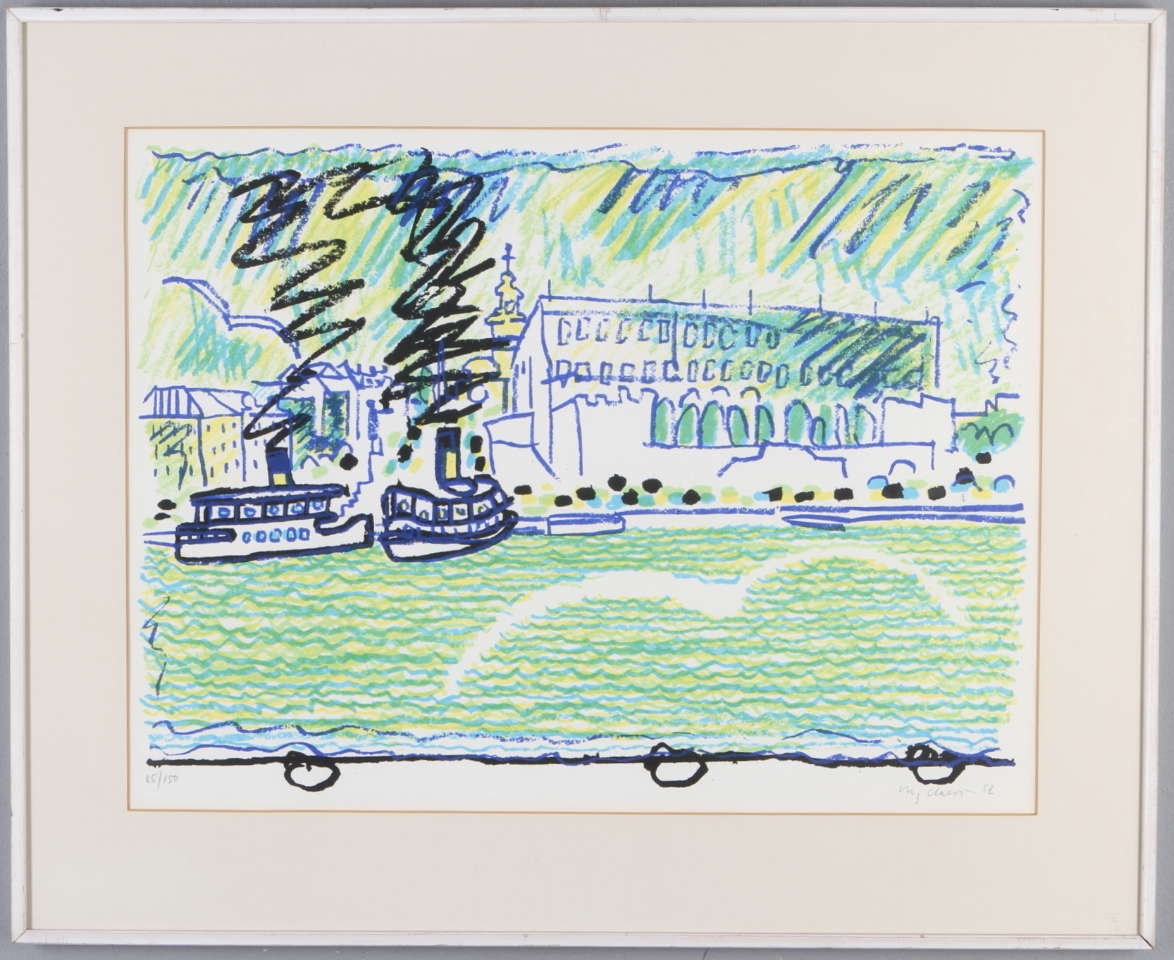 STIG "SLAS" CLAESSON. Tukholma-aihe, signeerattu, päivätty 82 ja numeroitu 85/150. Taide ...