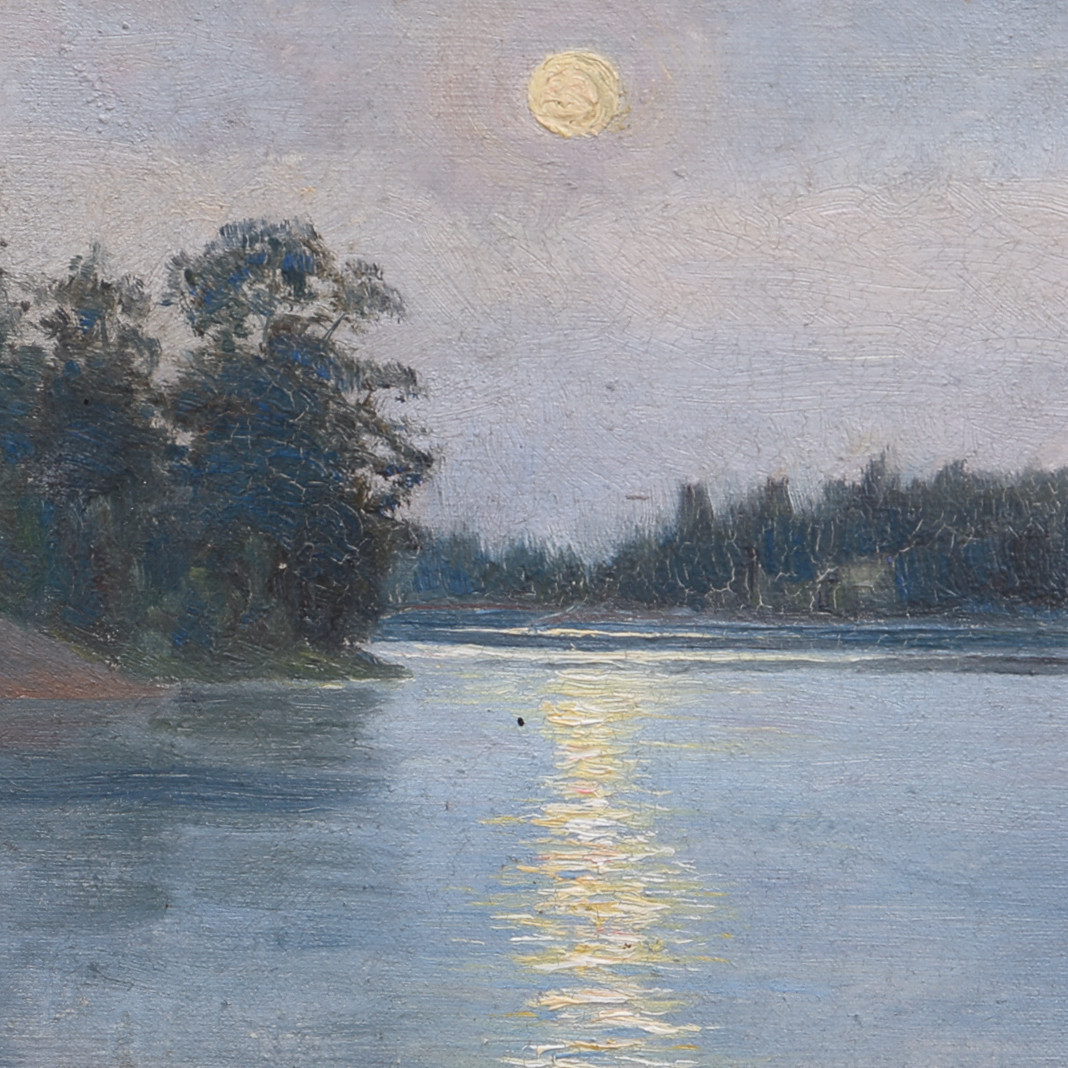 PETER ADOLF PERSSON (1862-1914). MÅNSKEN ÖVER MÄLAREN. Konst - Måleri ...