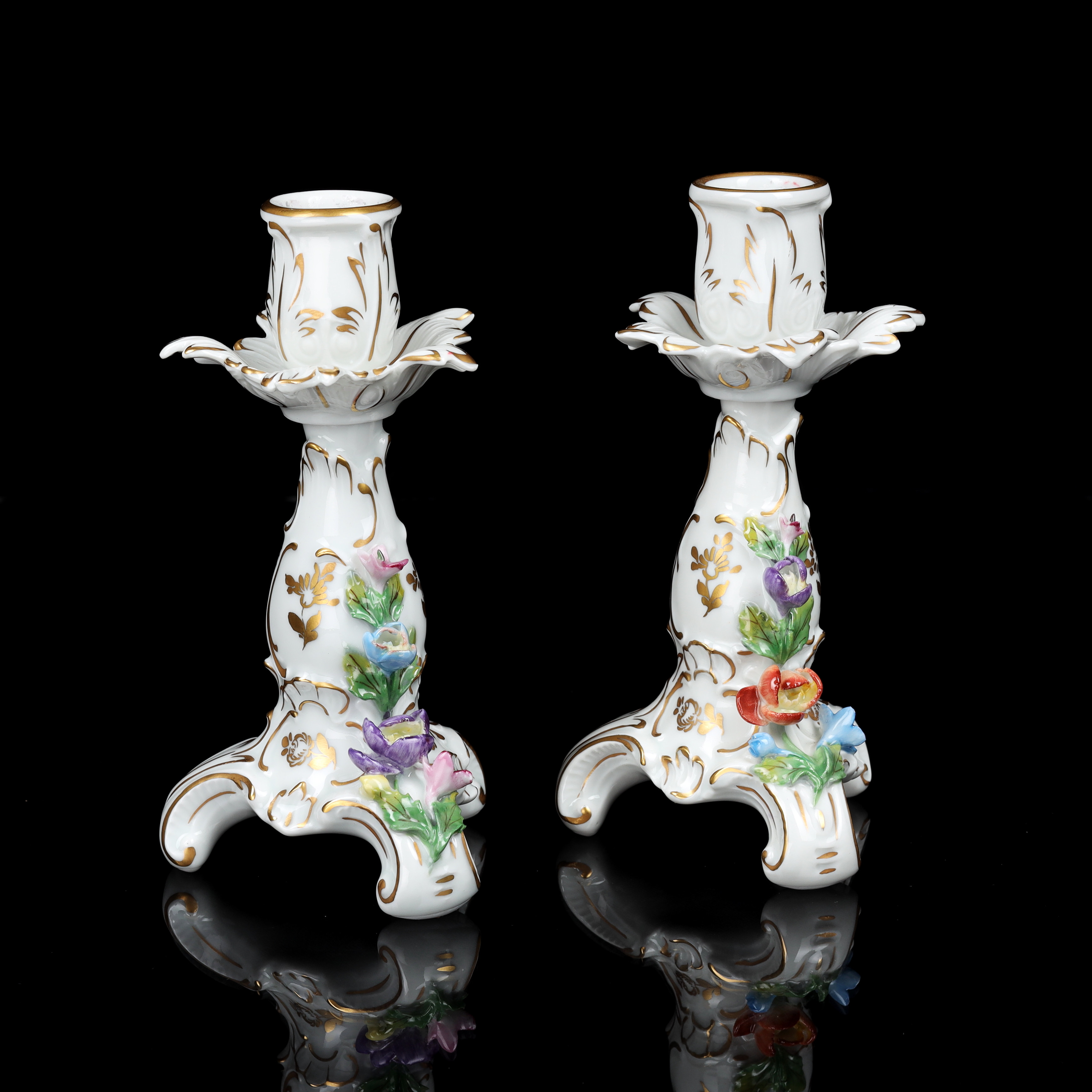 Images for 3332351. A pair of Dresden porcelain candlesticks, mid 20th ...