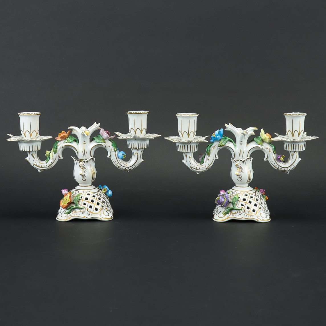 Images for 3332887. A pair of Dresden porcelain candlesticks. - Auctionet