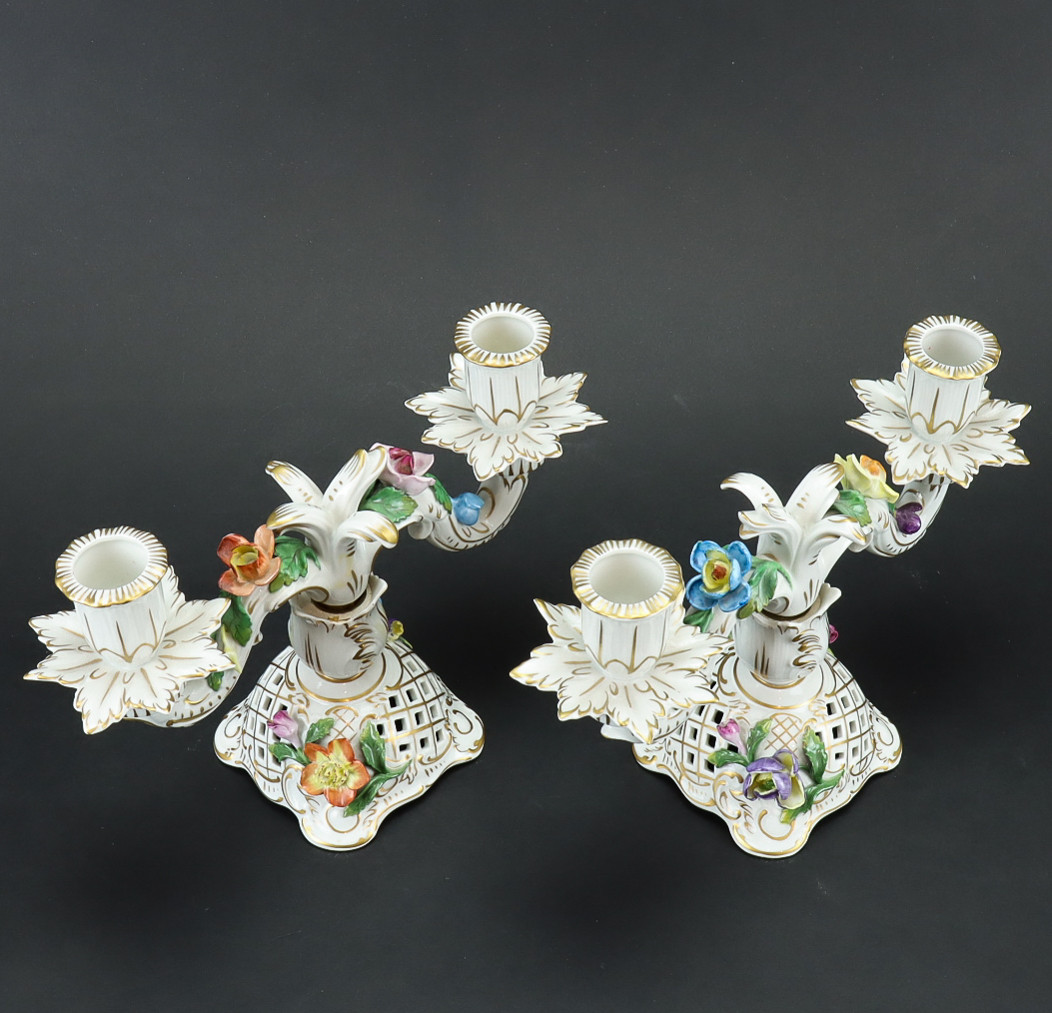 Images for 3332887. A pair of Dresden porcelain candlesticks. - Auctionet