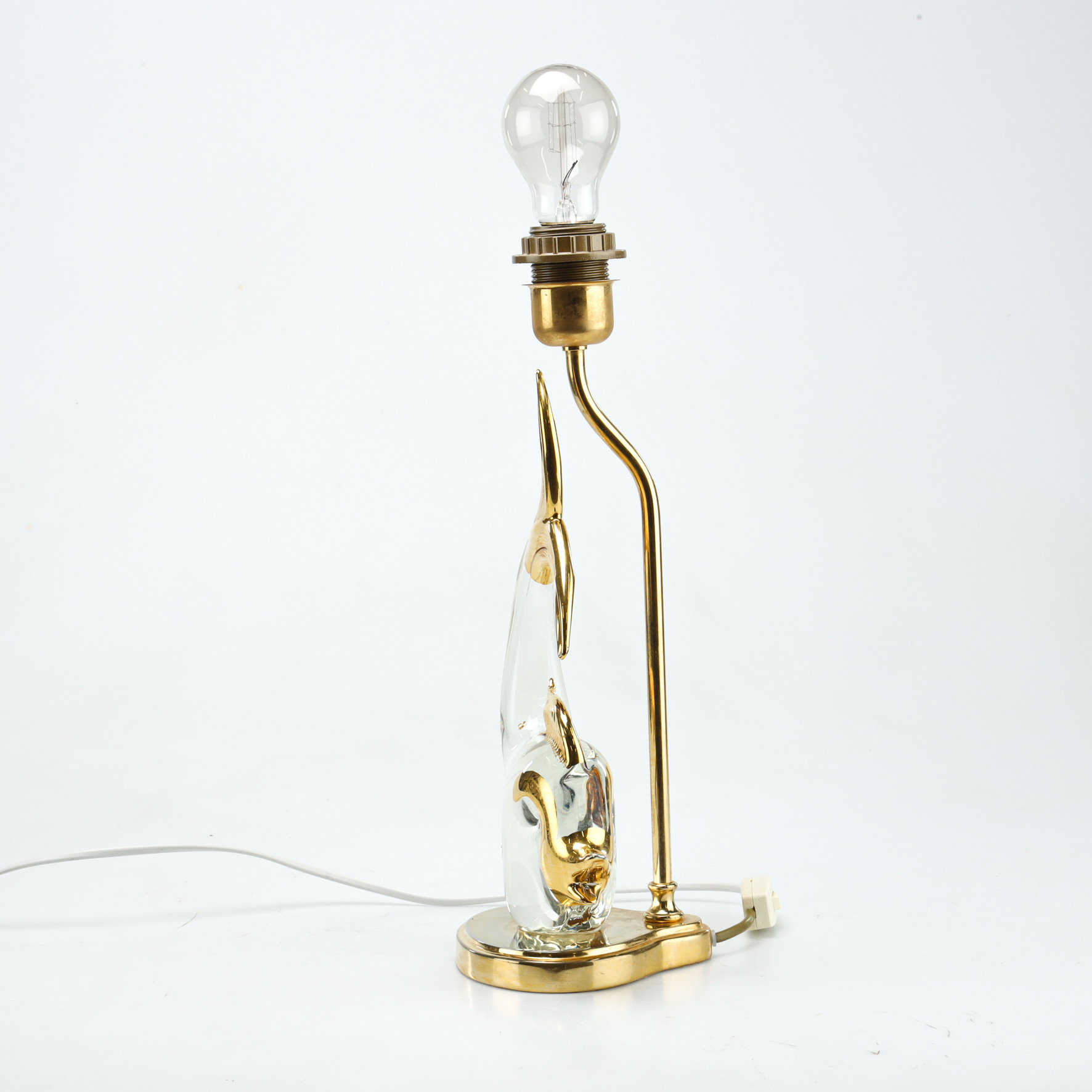 BORDSLAMPA, Muranoglas i form av fisk med förgyllda detaljer i 24k guld ...