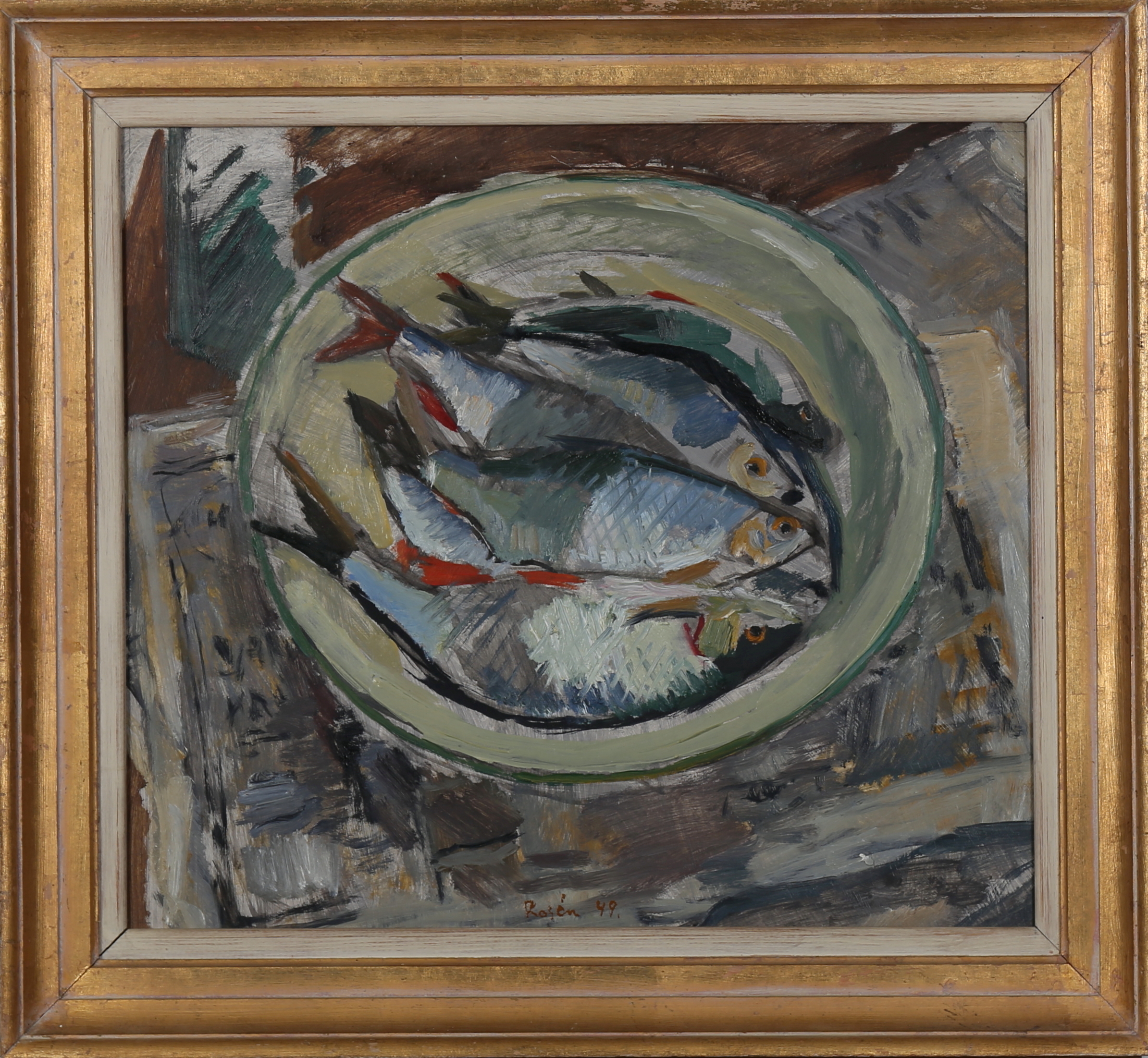 Images for 335887. SVEN OLOF ROSÉN. Fish in an enameled bowl, oil on ...