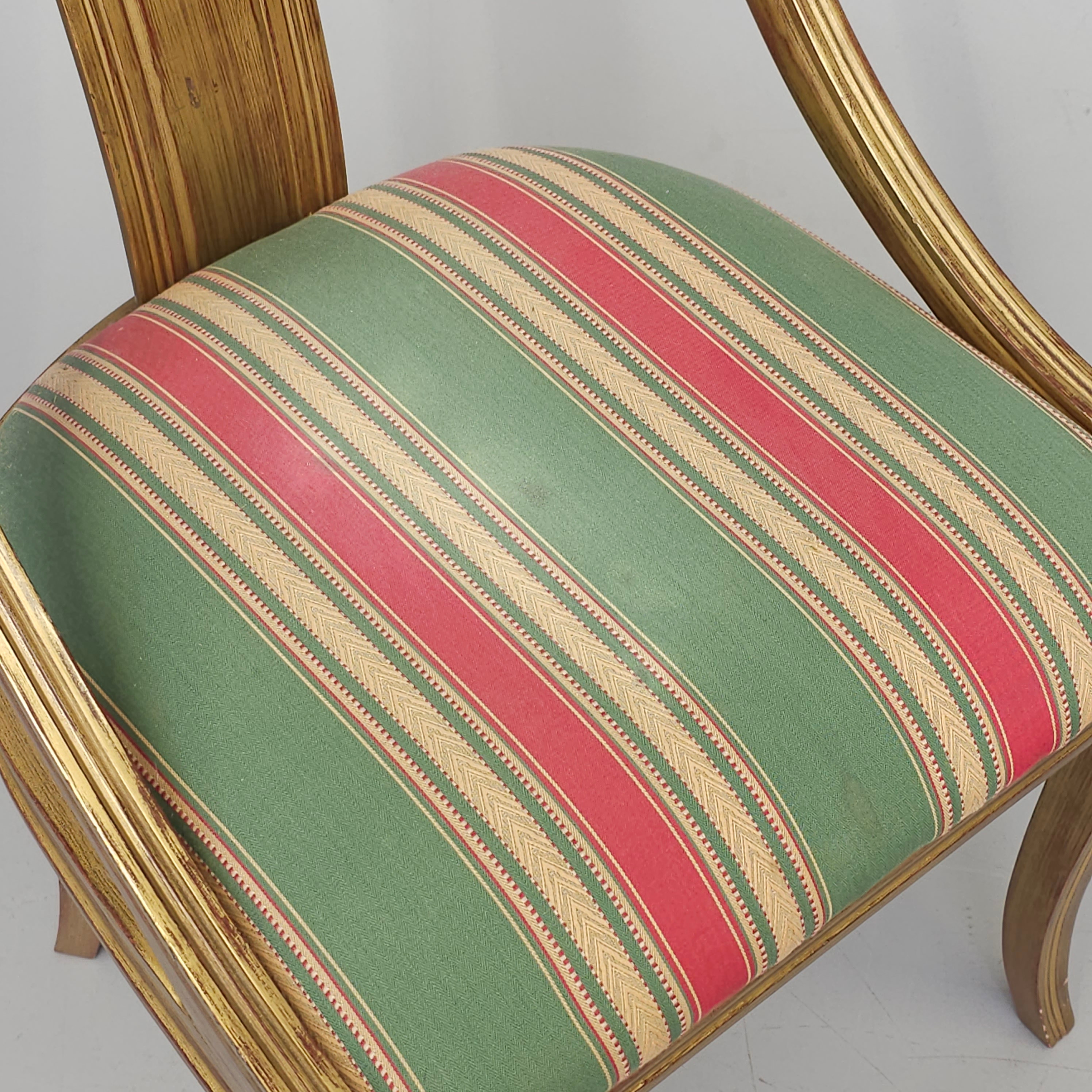 Images for 3359554. FOUR GILDED WOODEN CHAIRS UPHOLSTERED WITH COLORED STRIPES. 50-60 YEARS ...