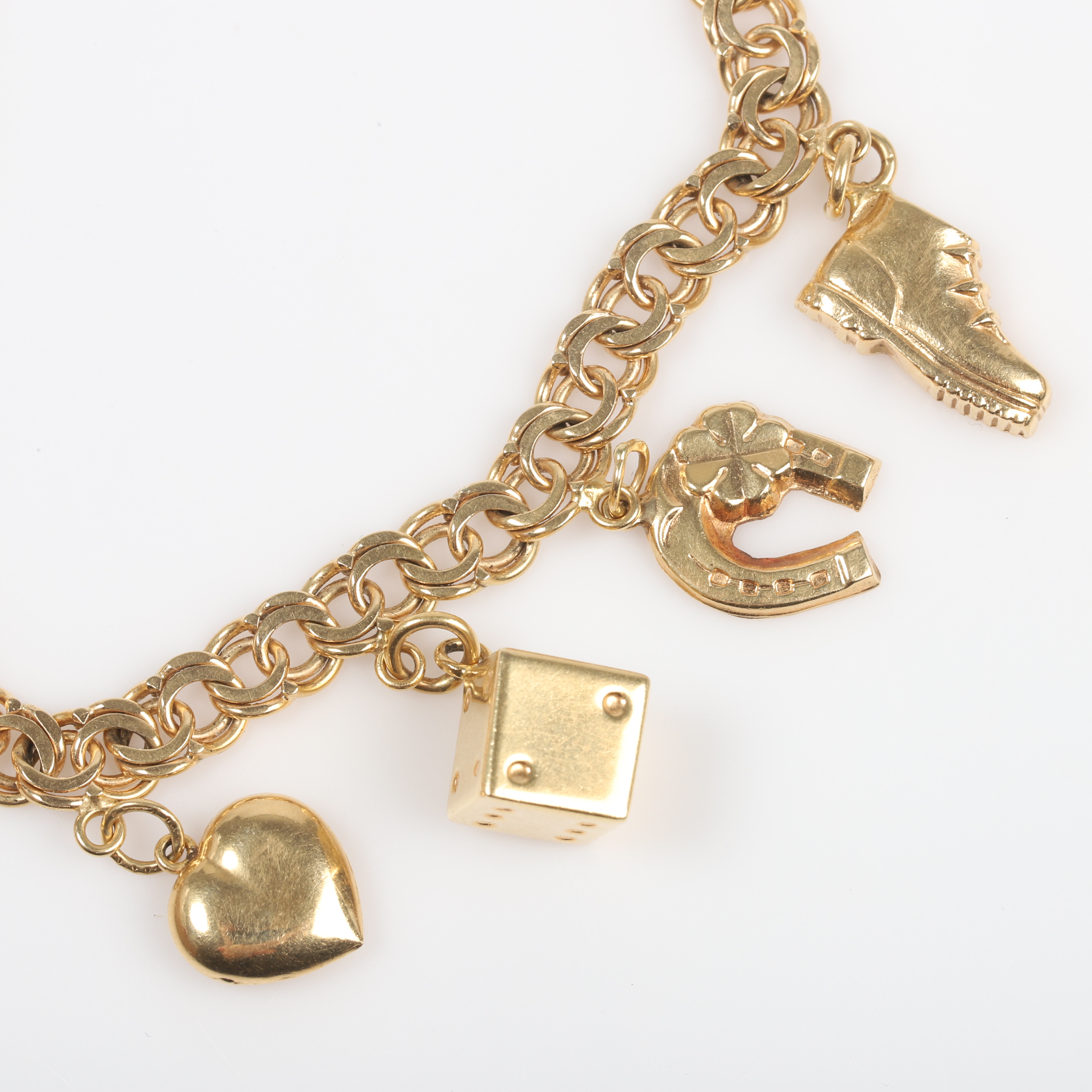 ARMBAND, Bismarcklänk med berlocker, 18 K guld. Smycken & Ädelstenar ...