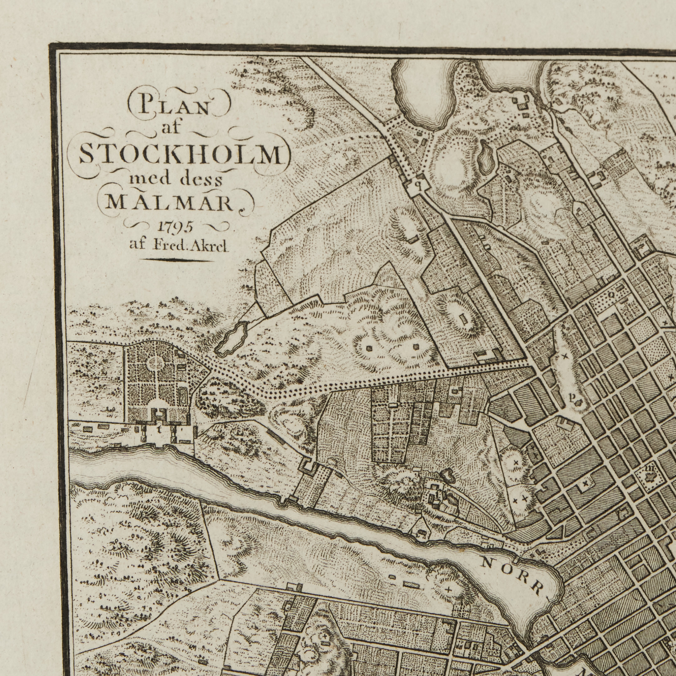 KARTA ÖVER STOCKHOLM AV AKREL, Plan af Stockholm med dess malmar. 1795 ...